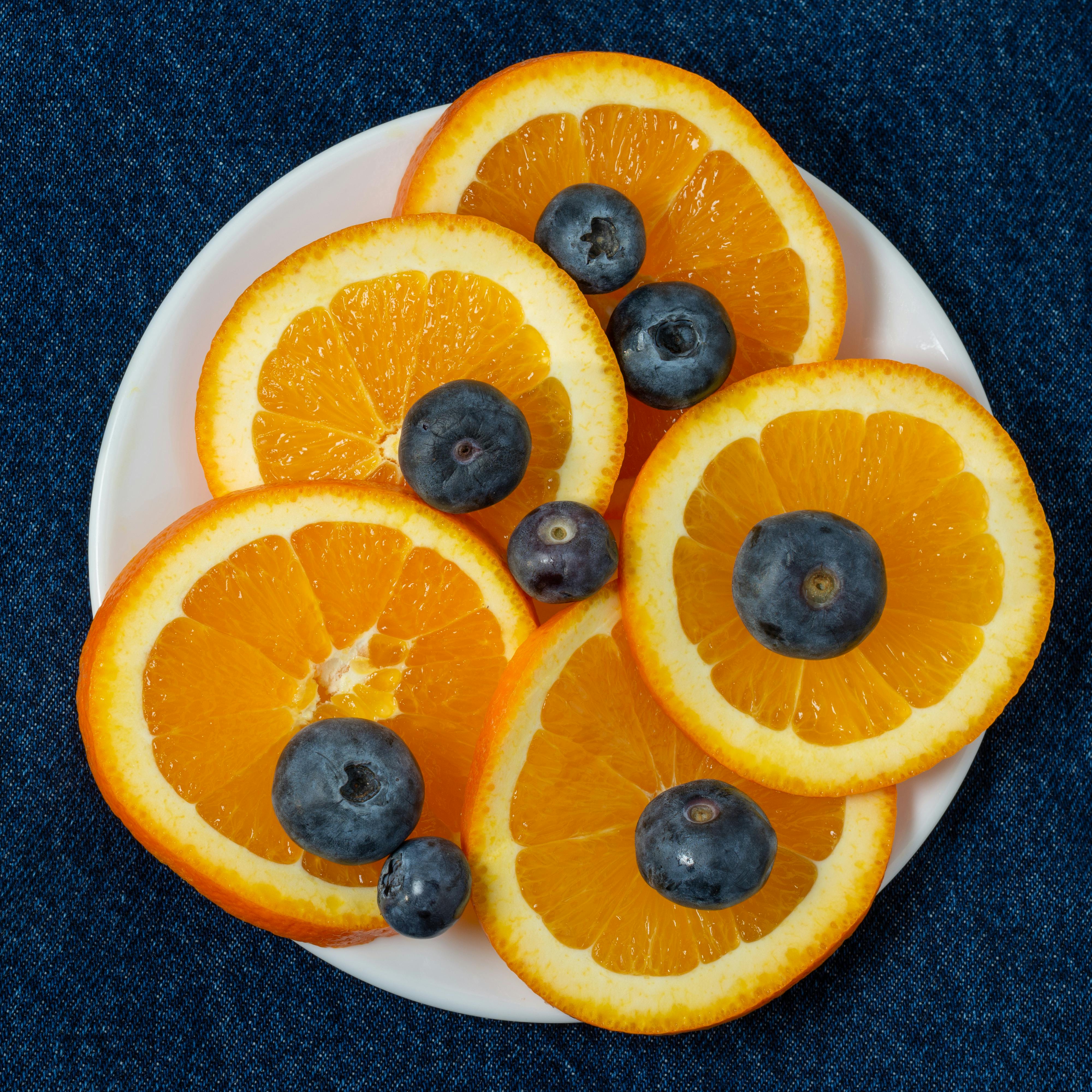 Blueberries and Orange Slices · Free Stock Photo