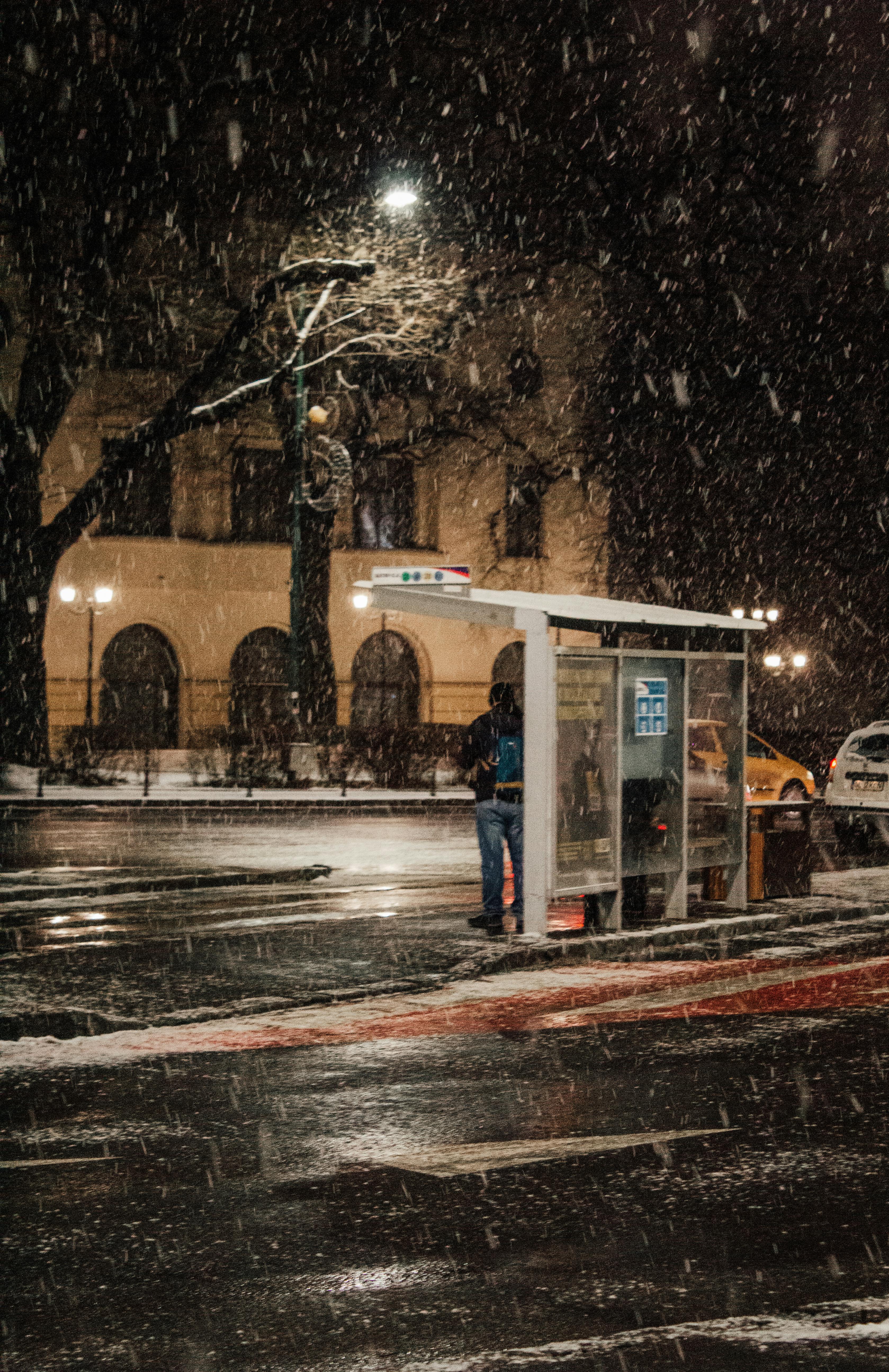 A Person Standing at the Bus Stop · Free Stock Photo