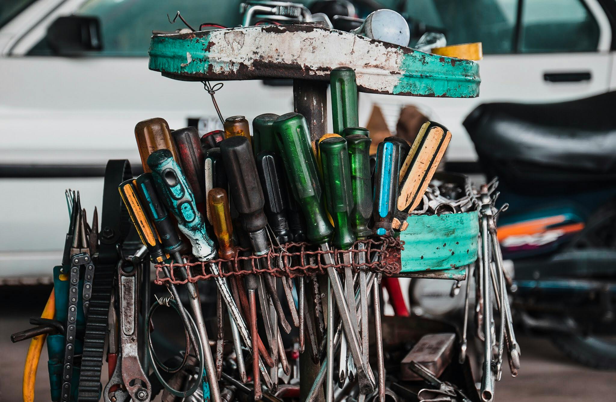 Free stock photo of green, mechanic, spanners