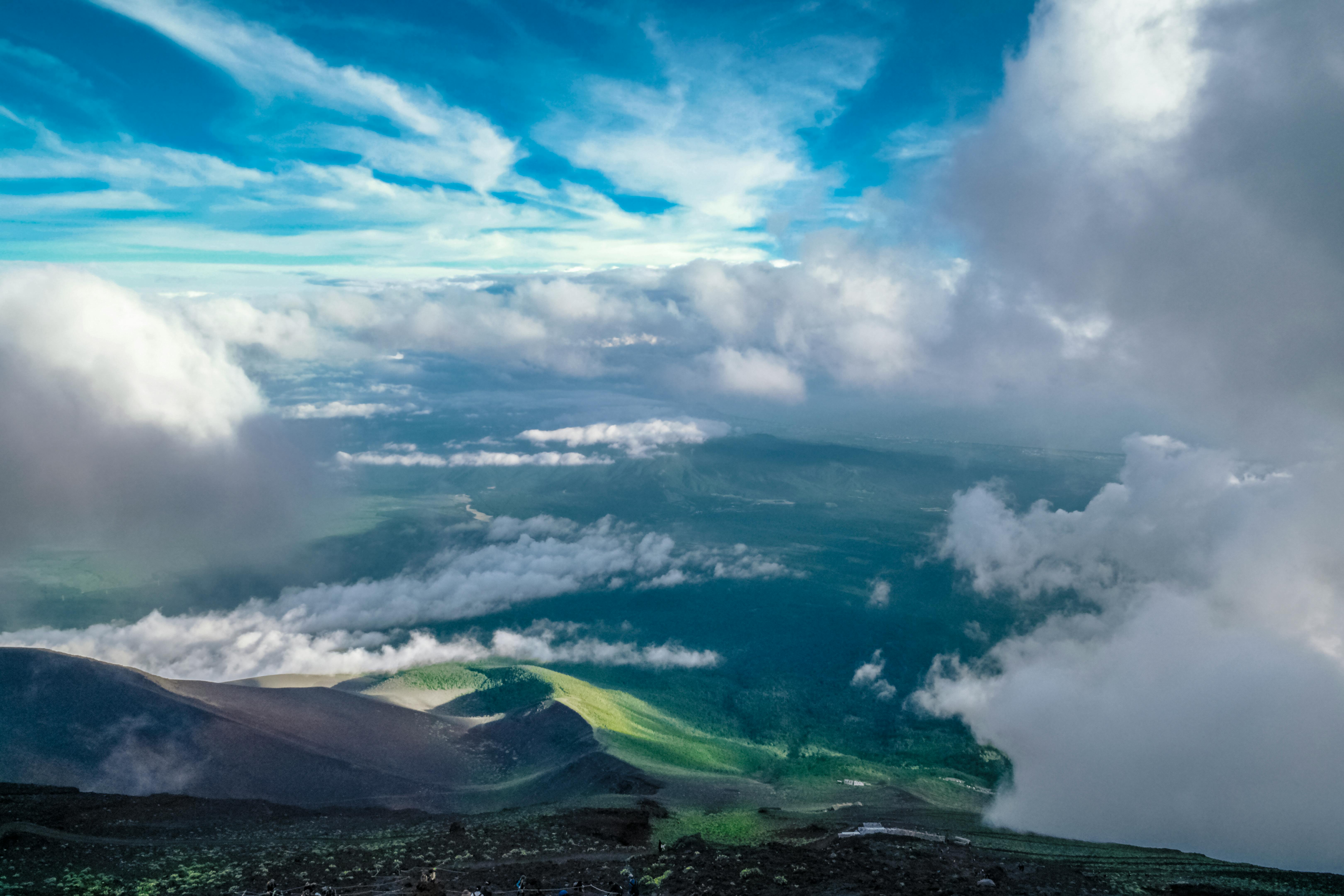 White Clouds and Green Mountain · Free Stock Photo