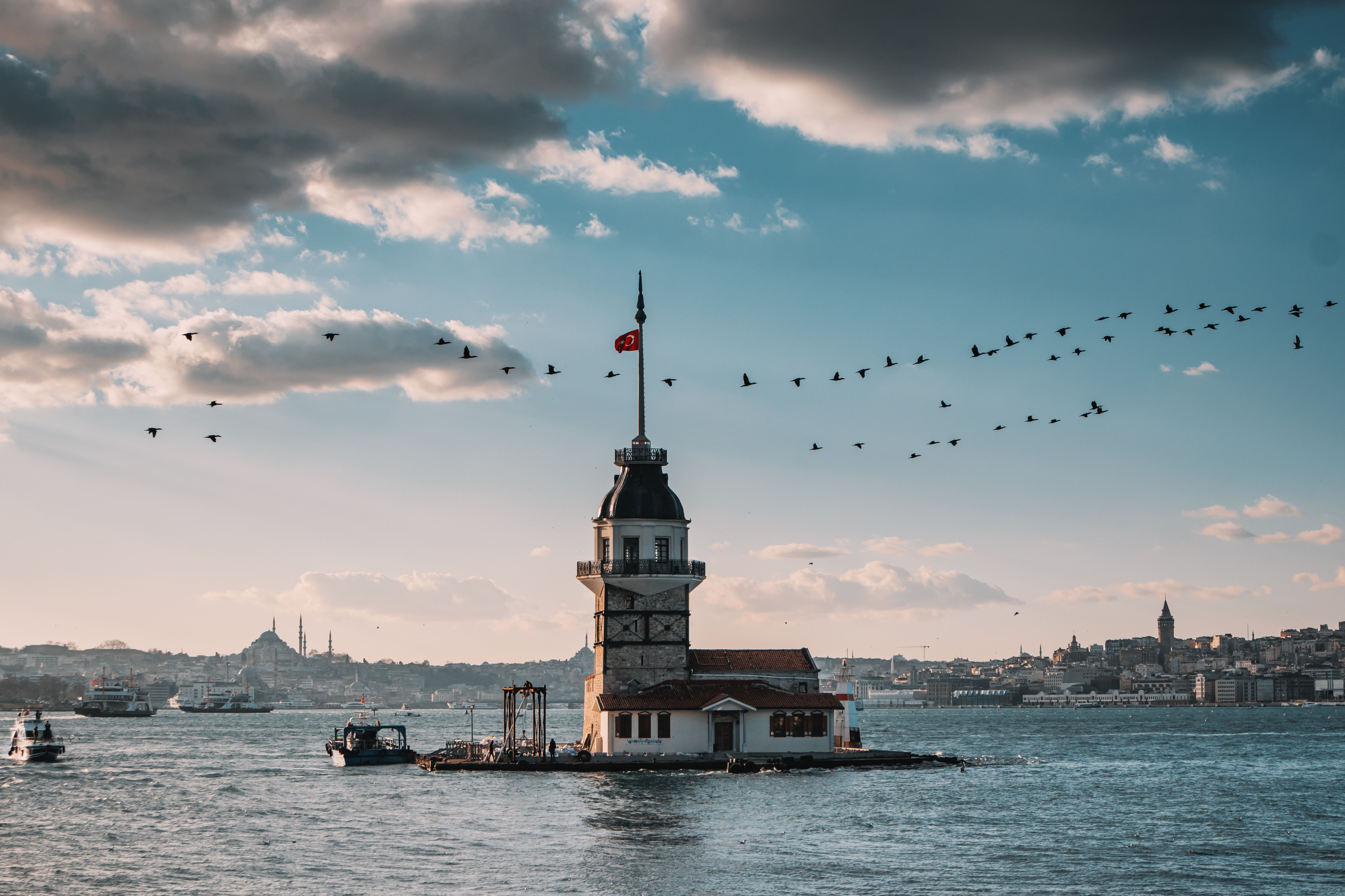 The Leander's Tower in Bosporus Strait at Night · Free Stock Photo