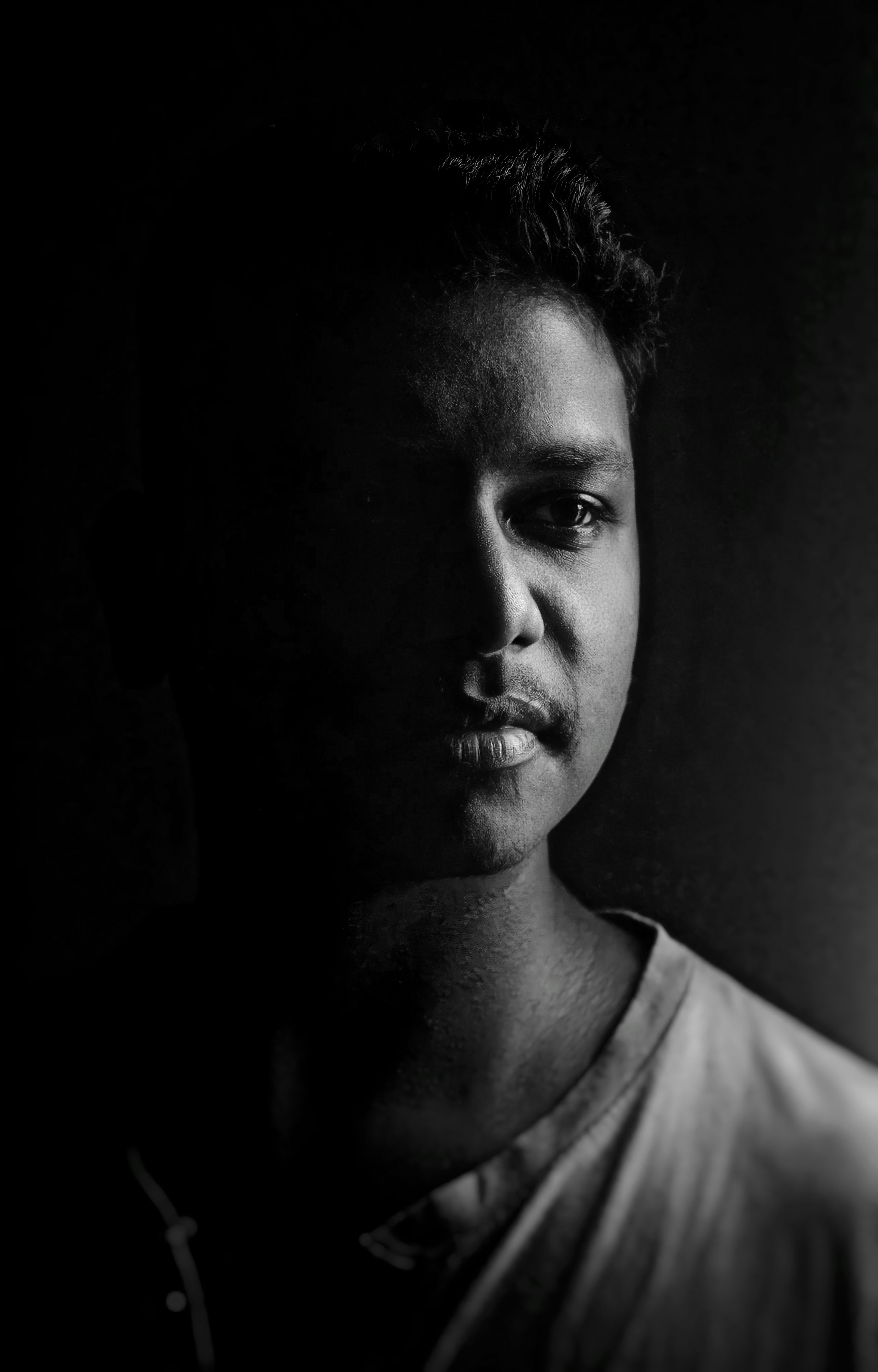 Gray scale Photo of Man's Face · Free Stock Photo