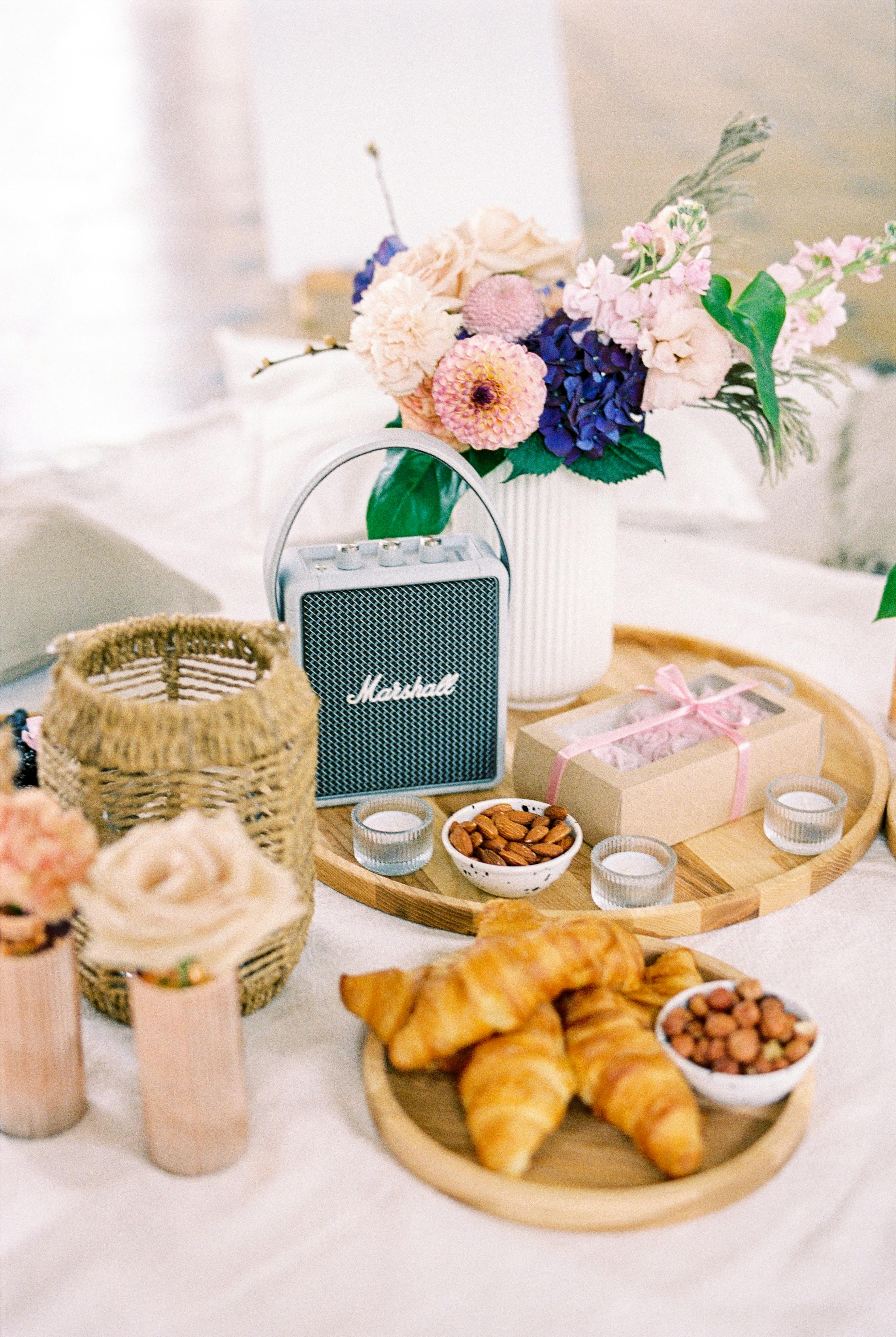 Croissants and Flowers For Lunch on Table · Free Stock Photo