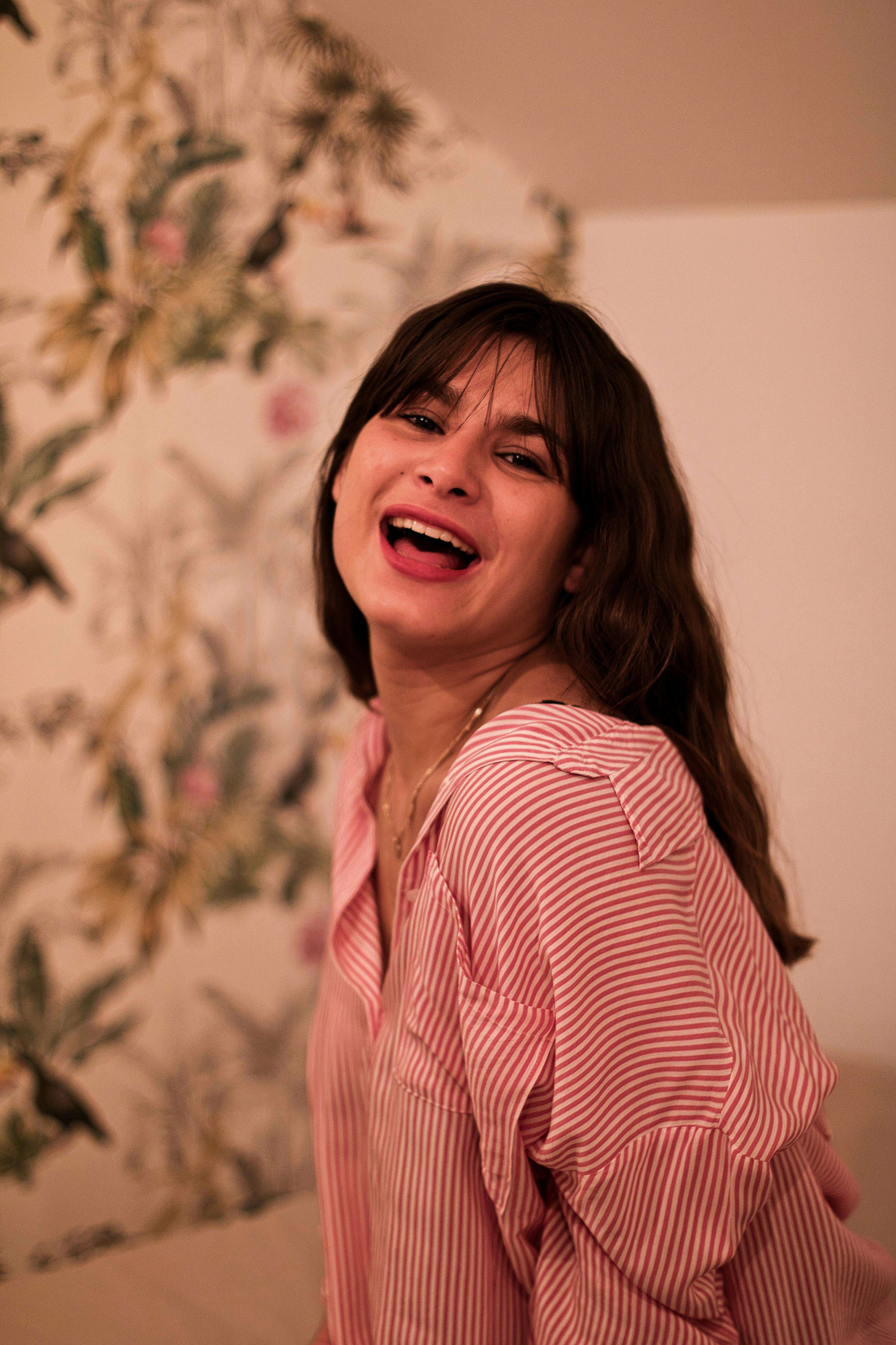 A Woman Laughing Wearing Saree · Free Stock Photo