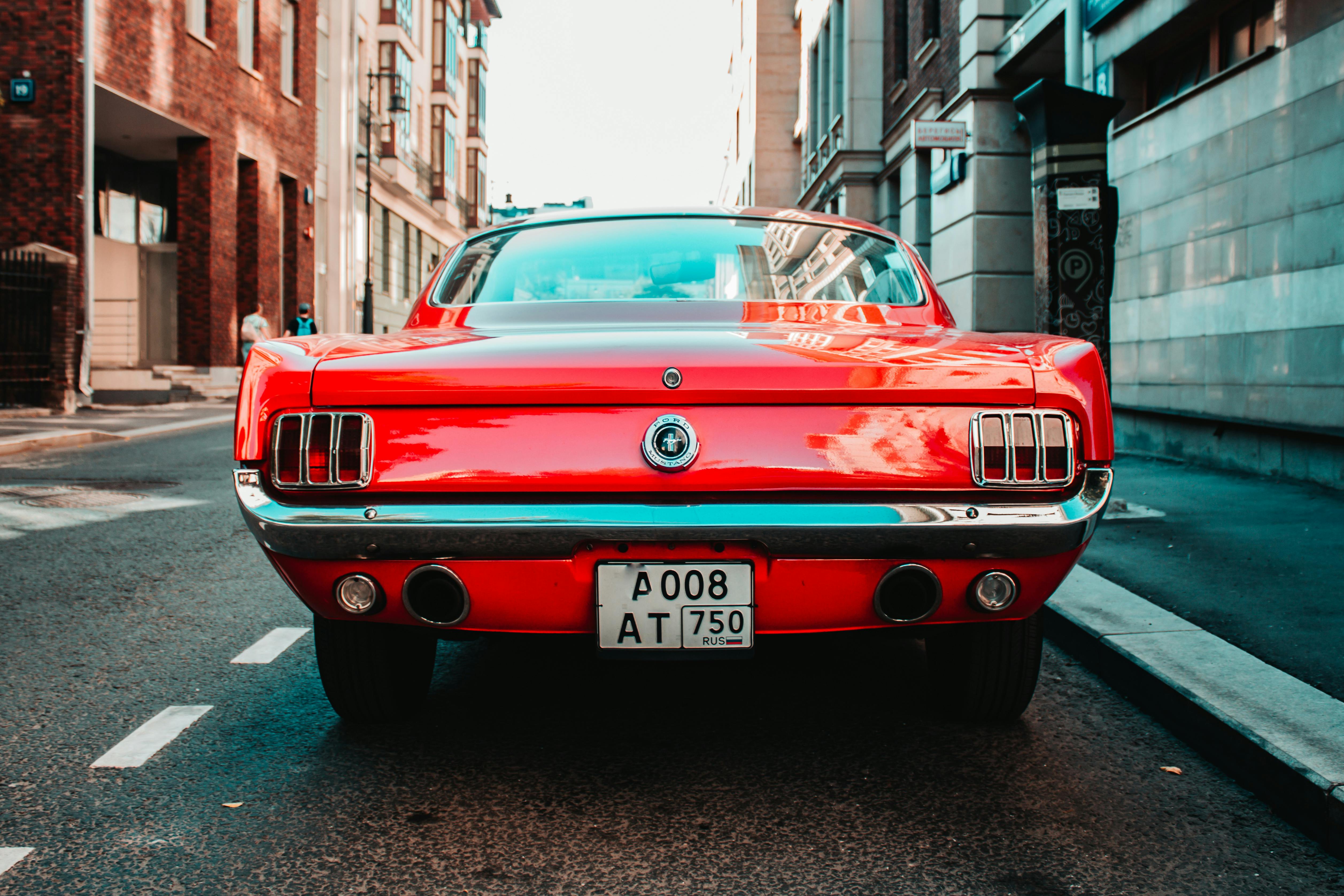 Back View of a Red Ford Mustang · Free Stock Photo