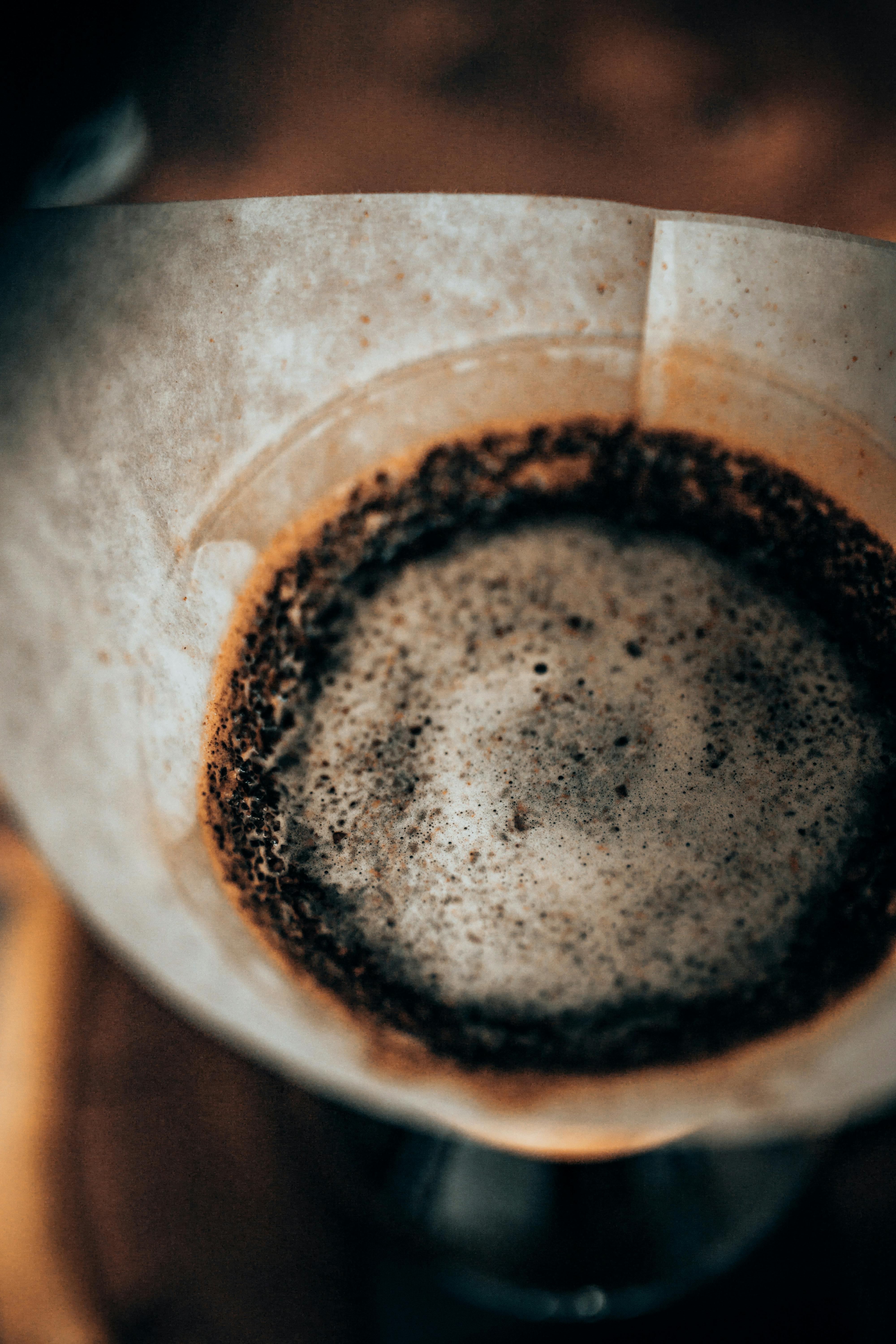 Close-up View of Paper after Brewing Coffee · Free Stock Photo