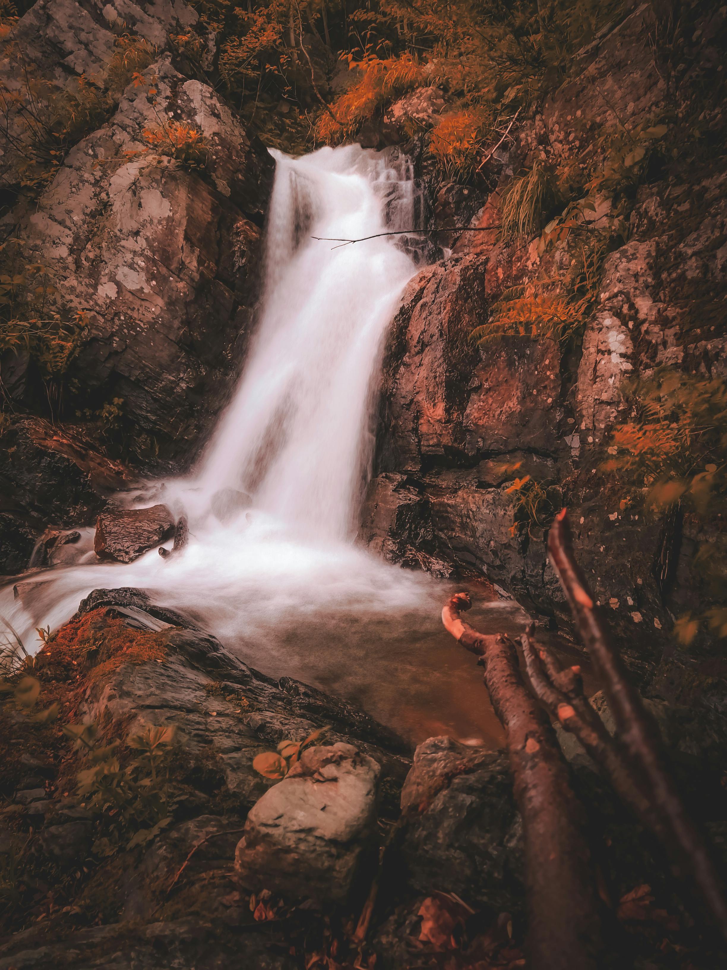 View of a Waterfall in Autumn · Free Stock Photo