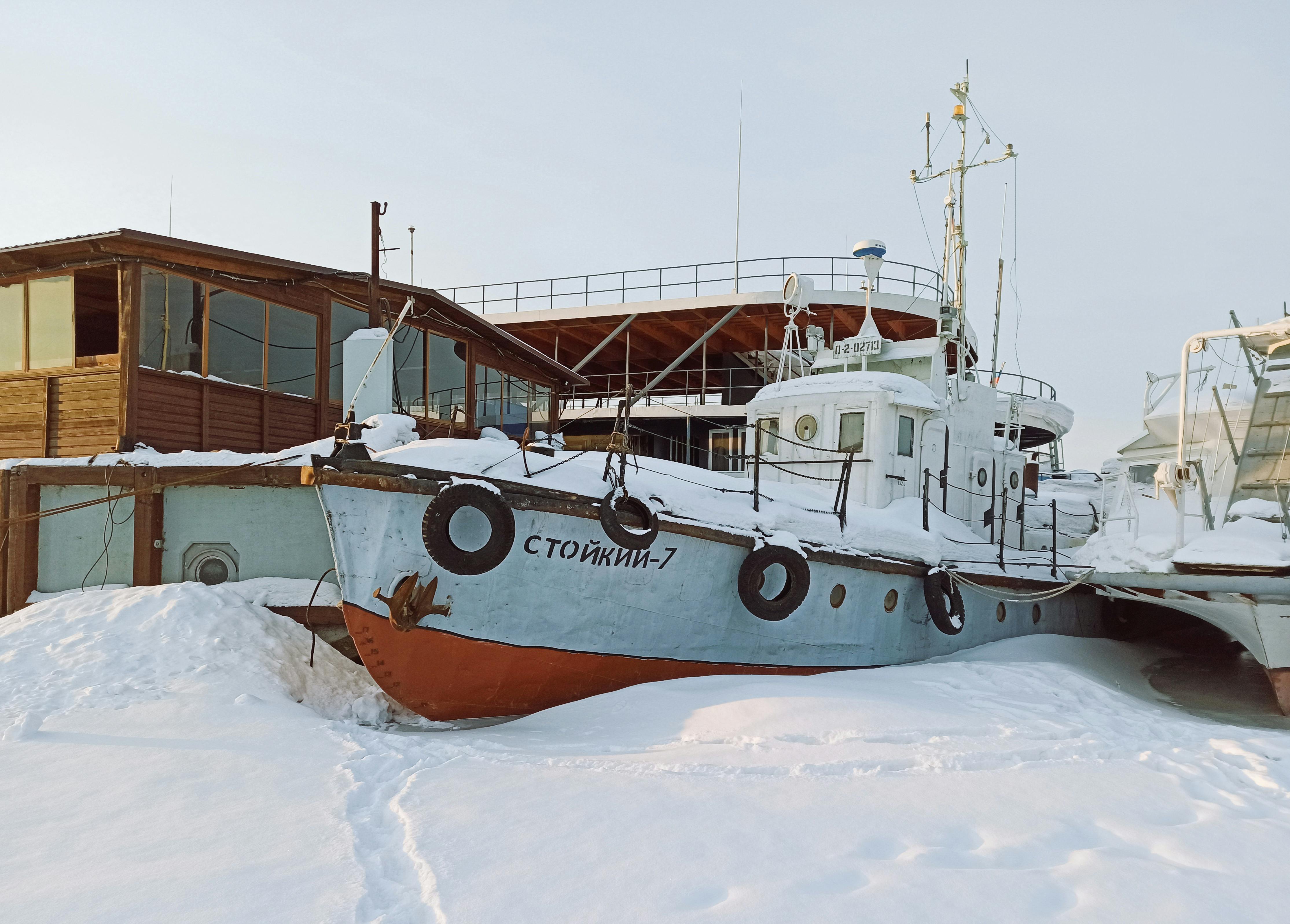 Ship Moored in Snow · Free Stock Photo
