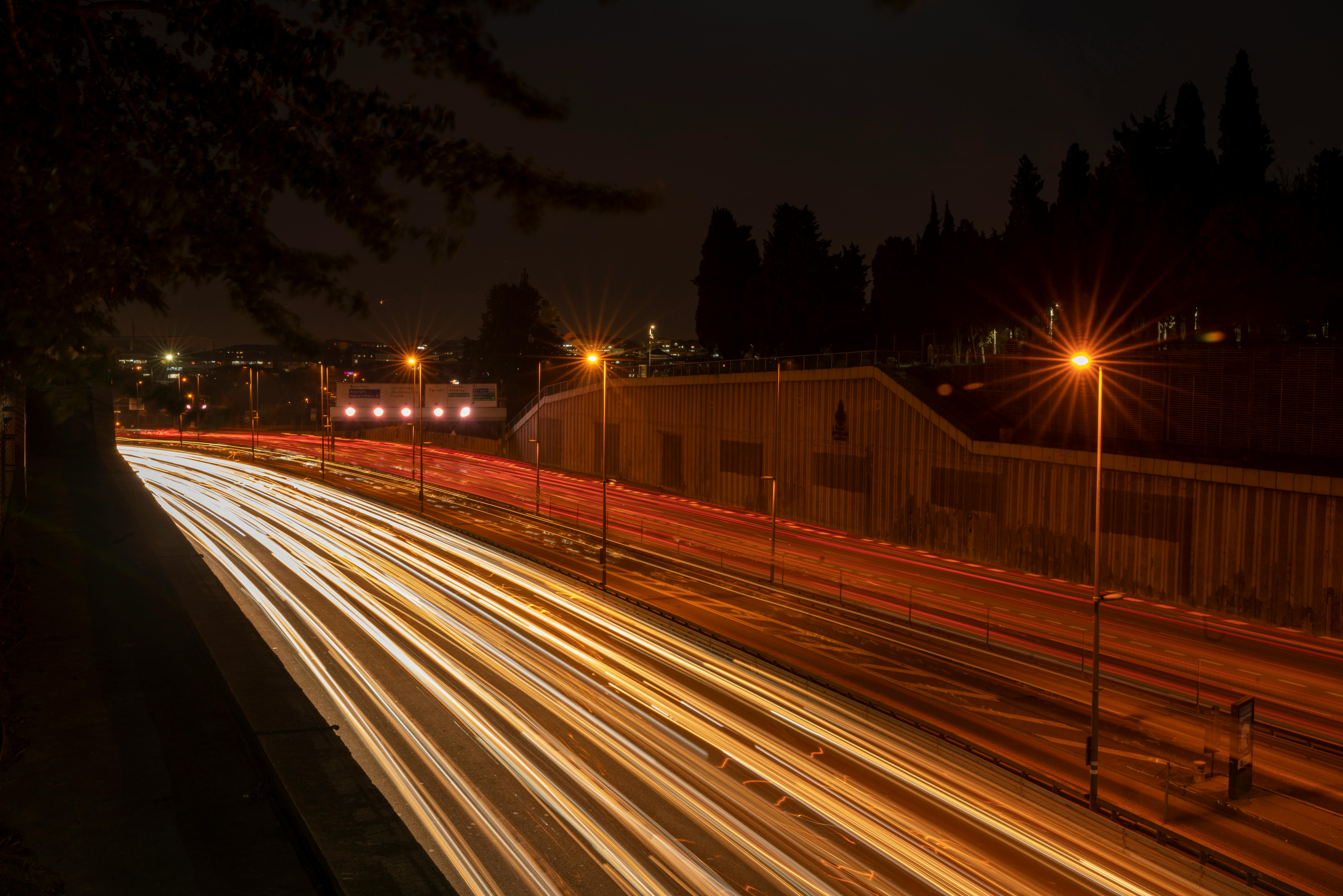 Empty Roadway During Night Time · Free Stock Photo