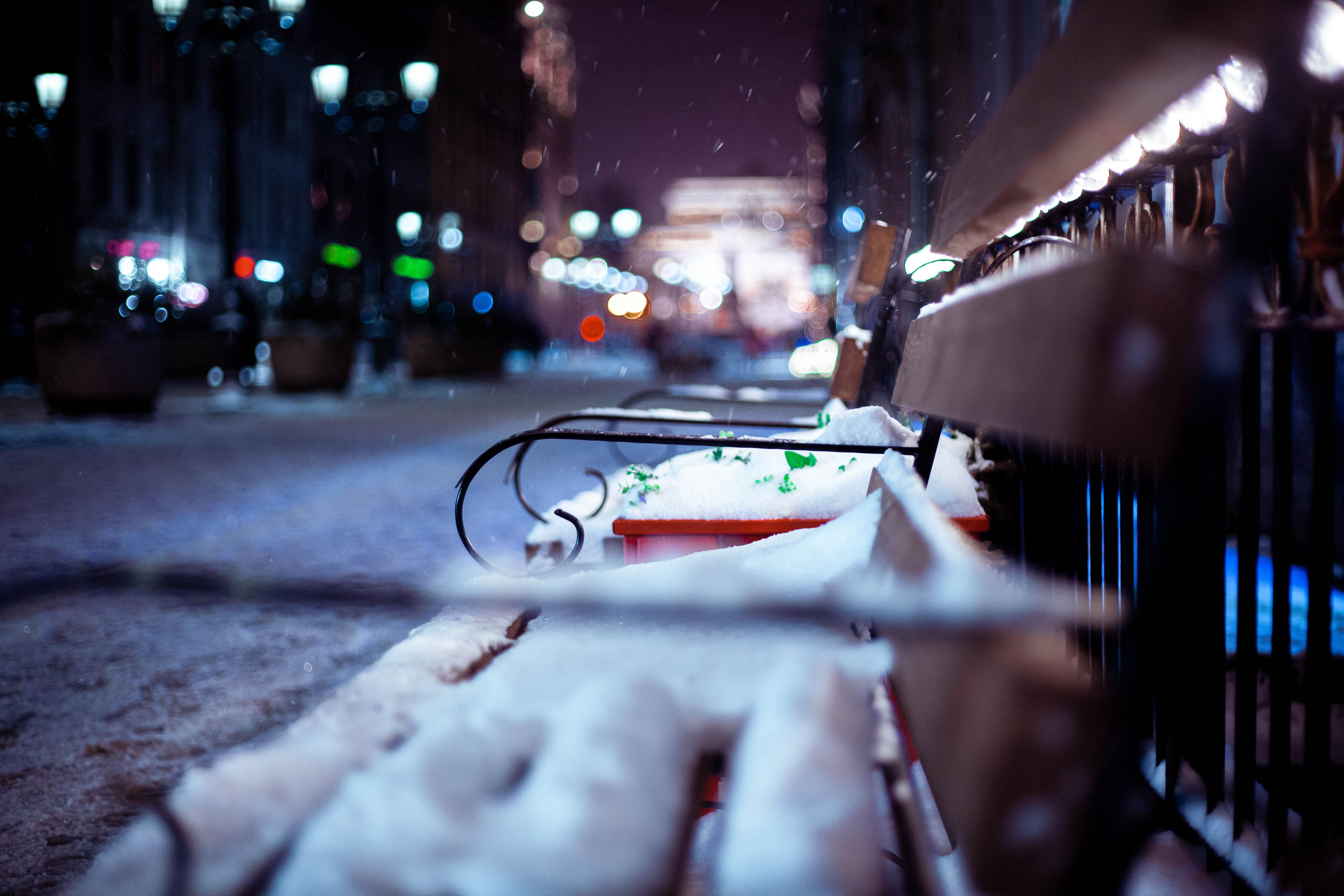 Close Up Shot of a Bench with Snow · Free Stock Photo