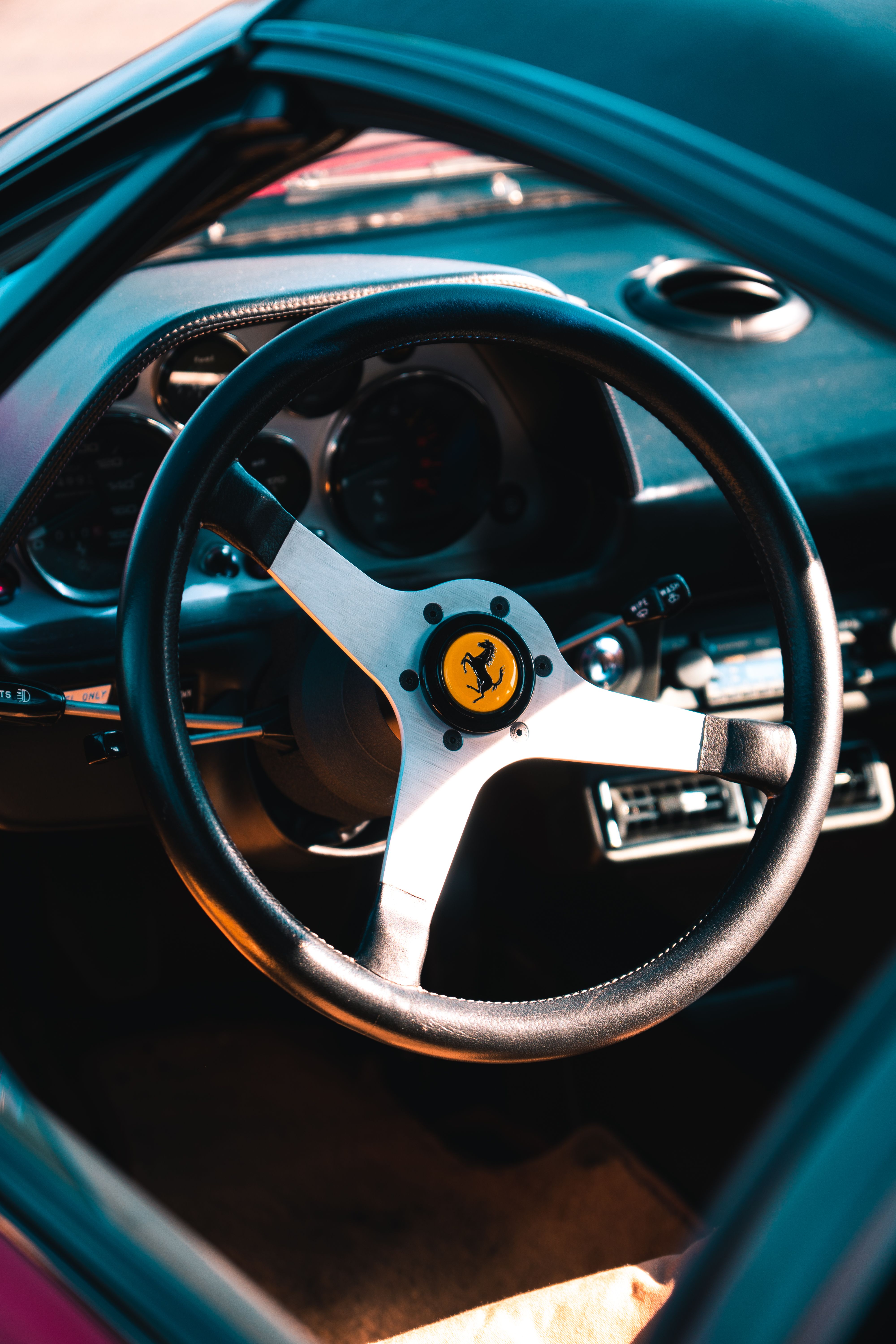 A Steering Wheel Inside the Car · Free Stock Photo