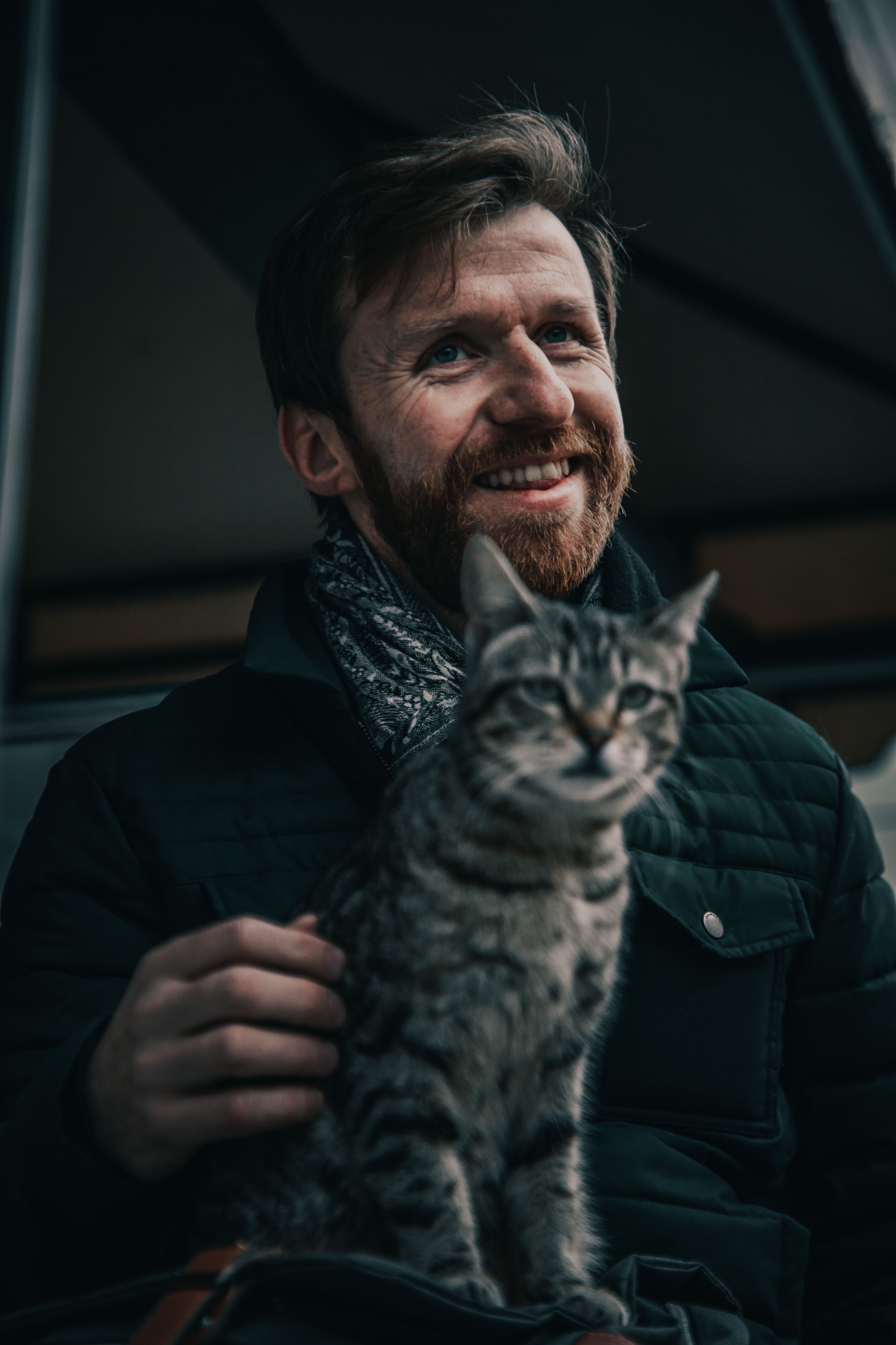 Portrait of Man with Tabby Cat · Free Stock Photo