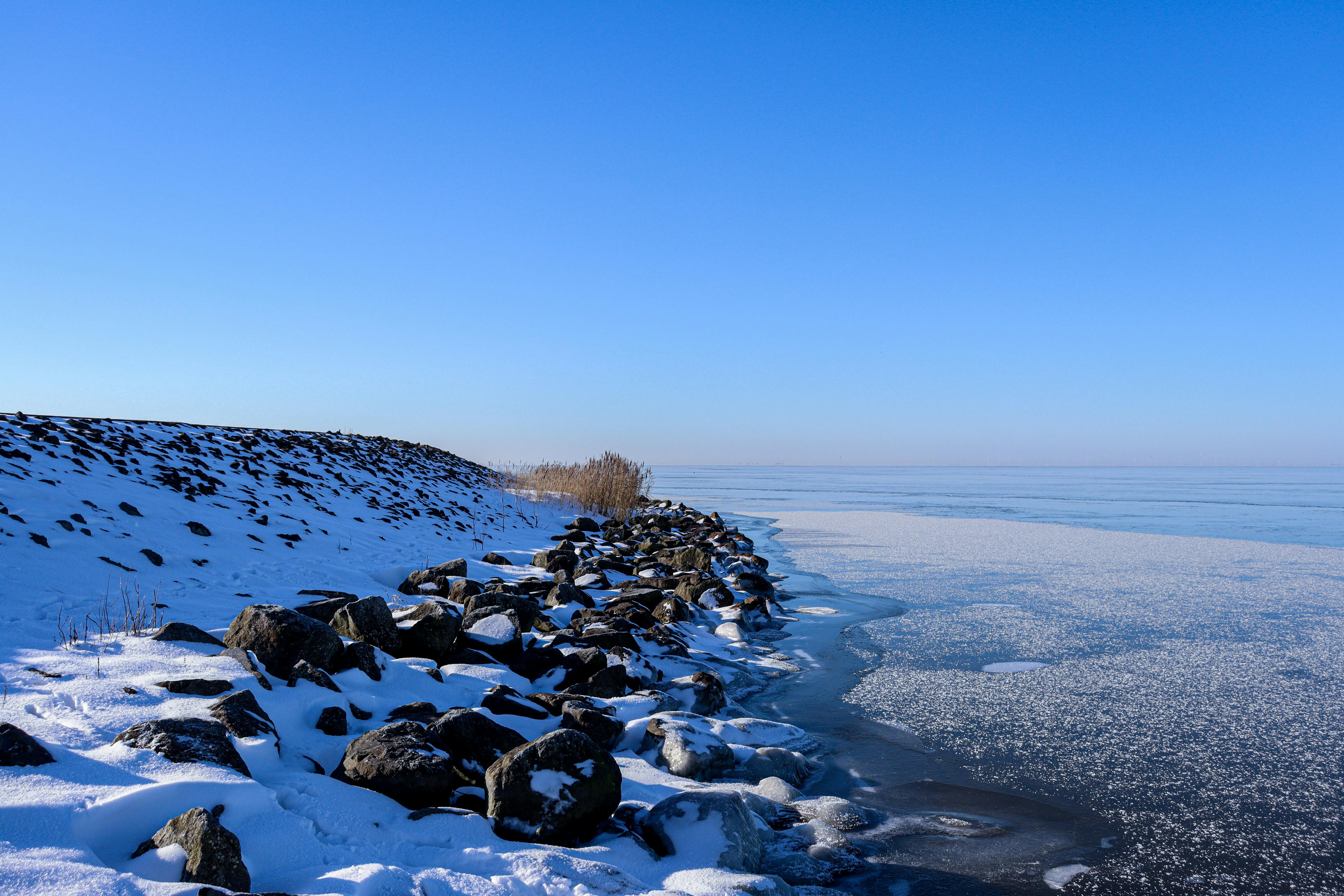 Snowy Rocky Seashore · Free Stock Photo