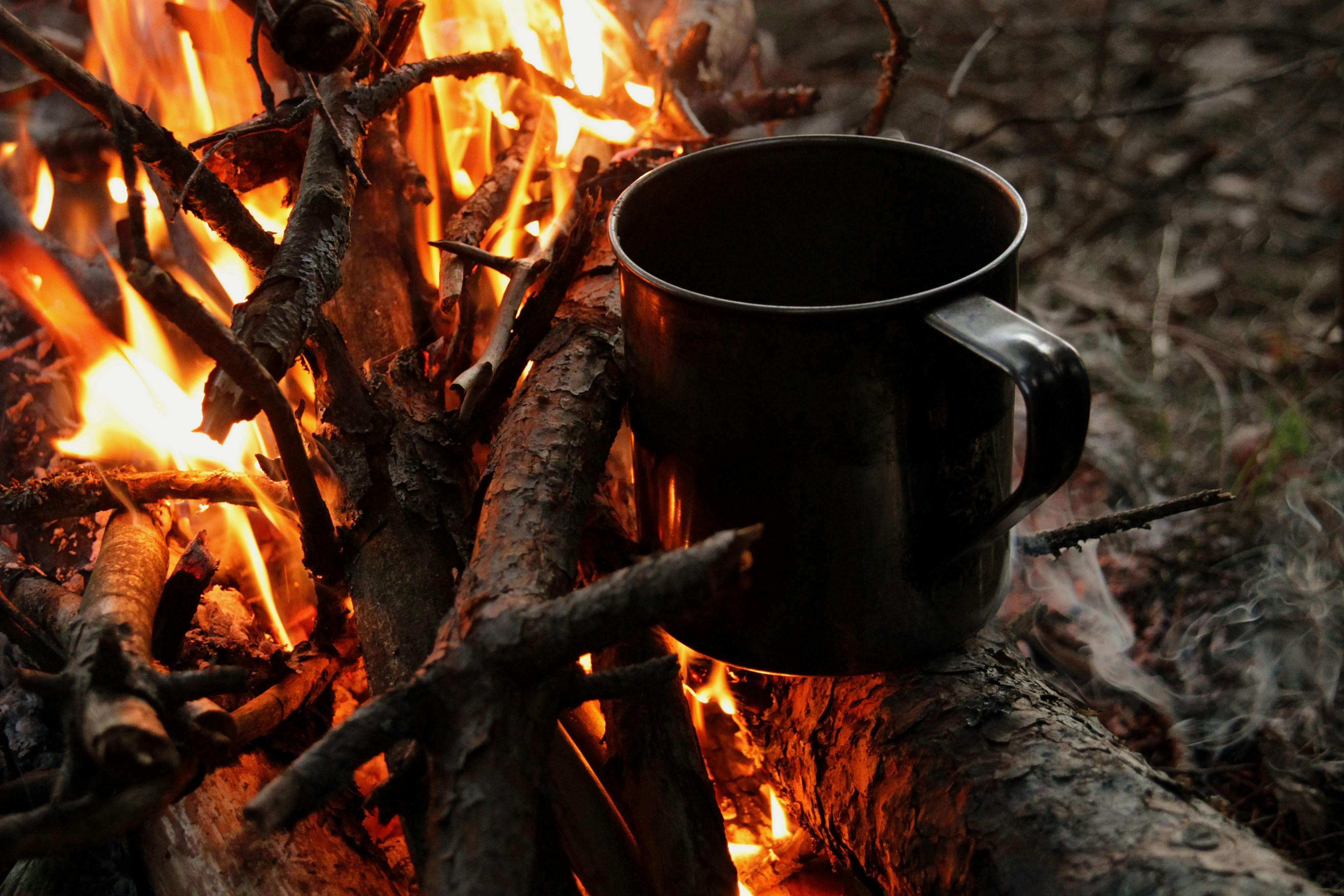 Black Ceramic Mug on Fire · Free Stock Photo