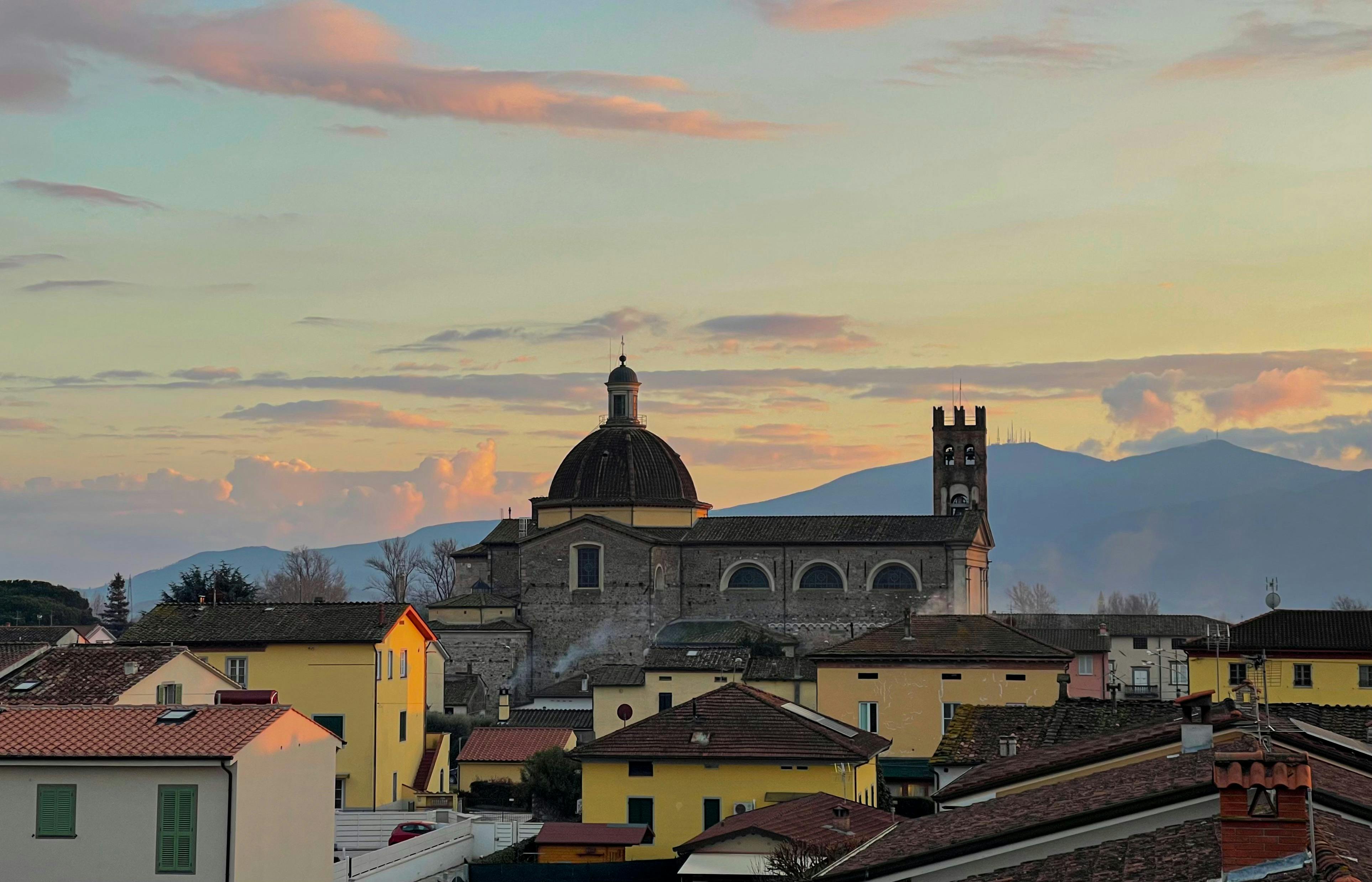 Buildings and Church in Town at Sunset · Free Stock Photo