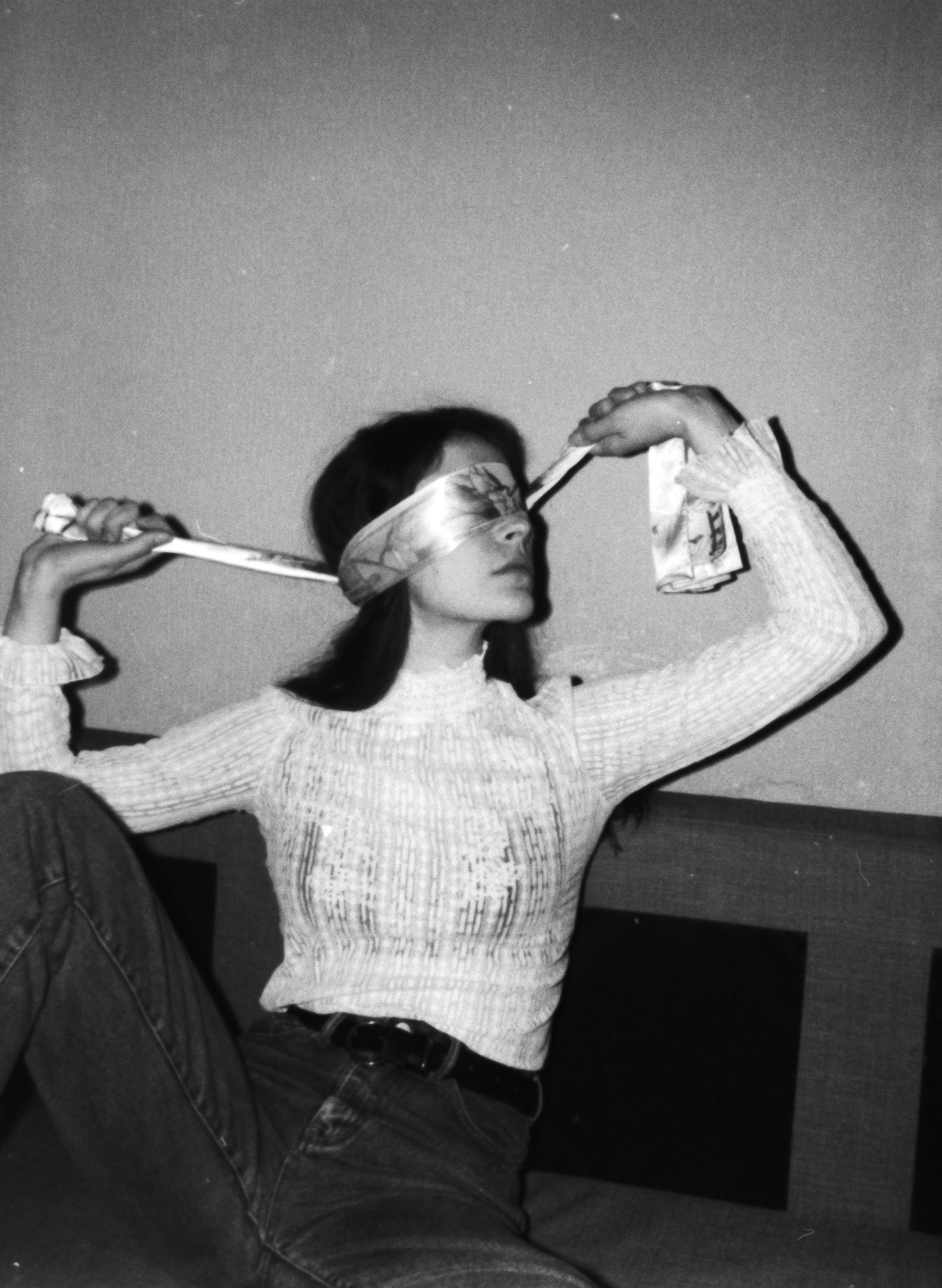 Woman behind Fabric on Meadow · Free Stock Photo