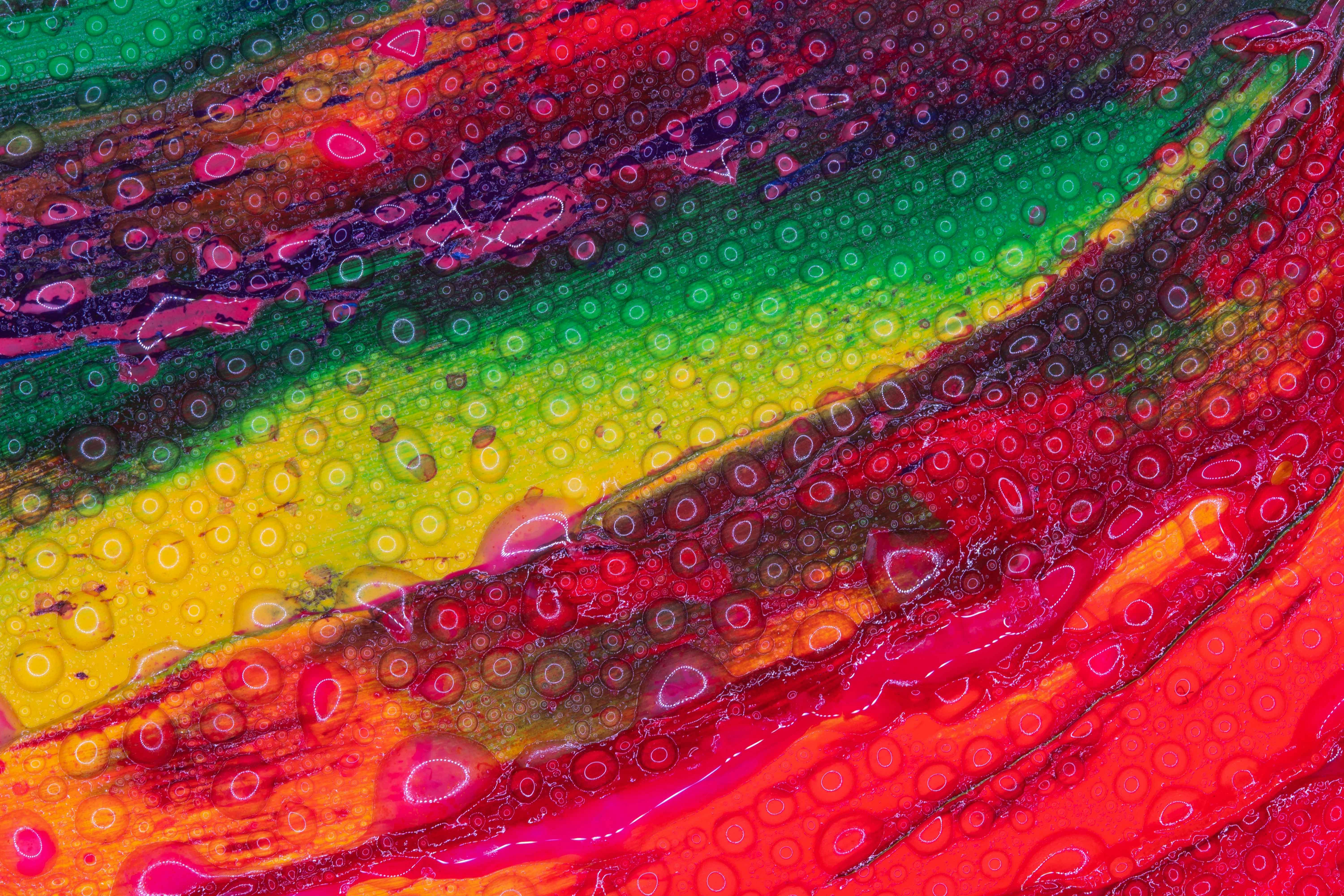 Water Droplets on Colorful Abstract Painting · Free Stock Photo