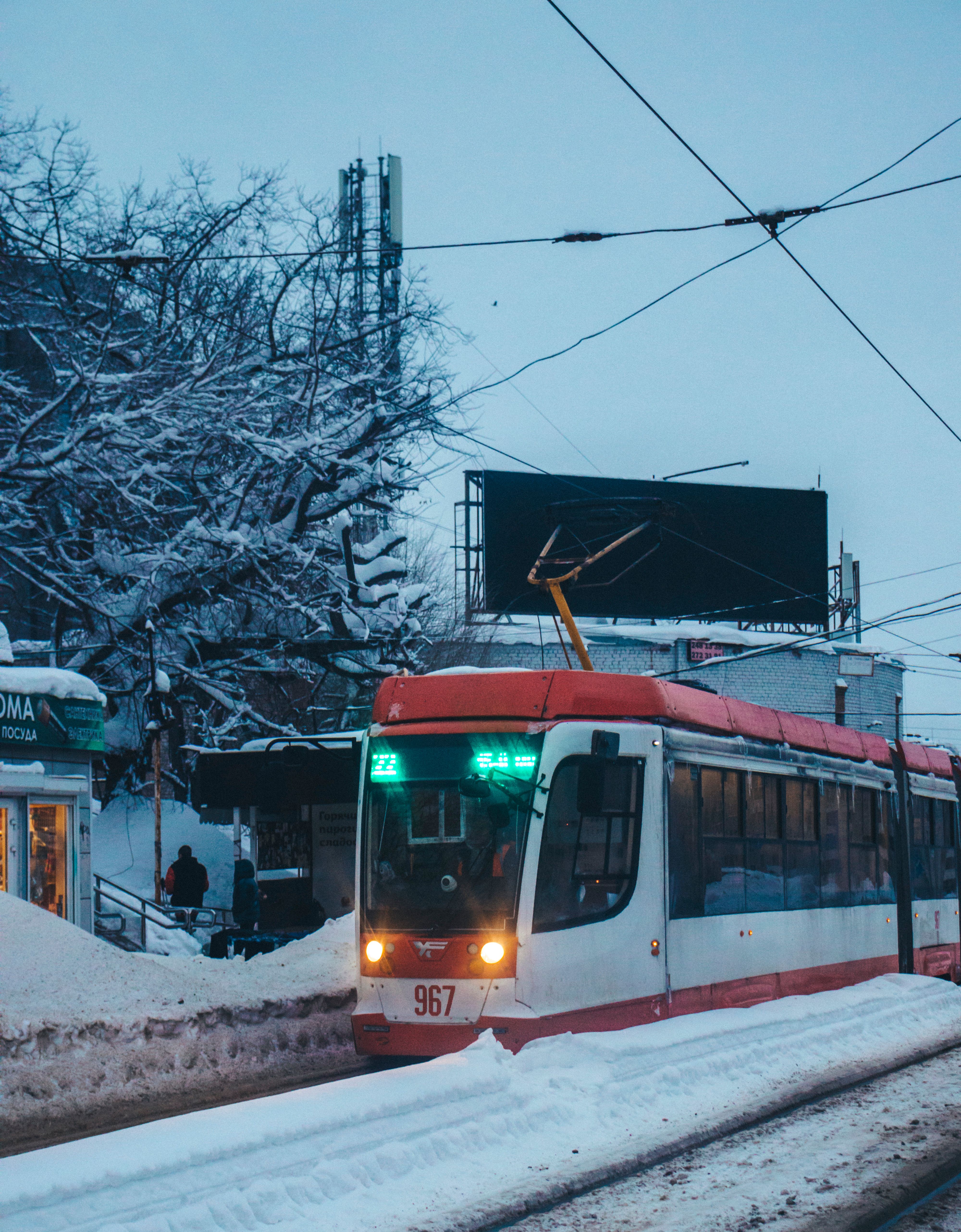 Tram on Street in Snow · Free Stock Photo