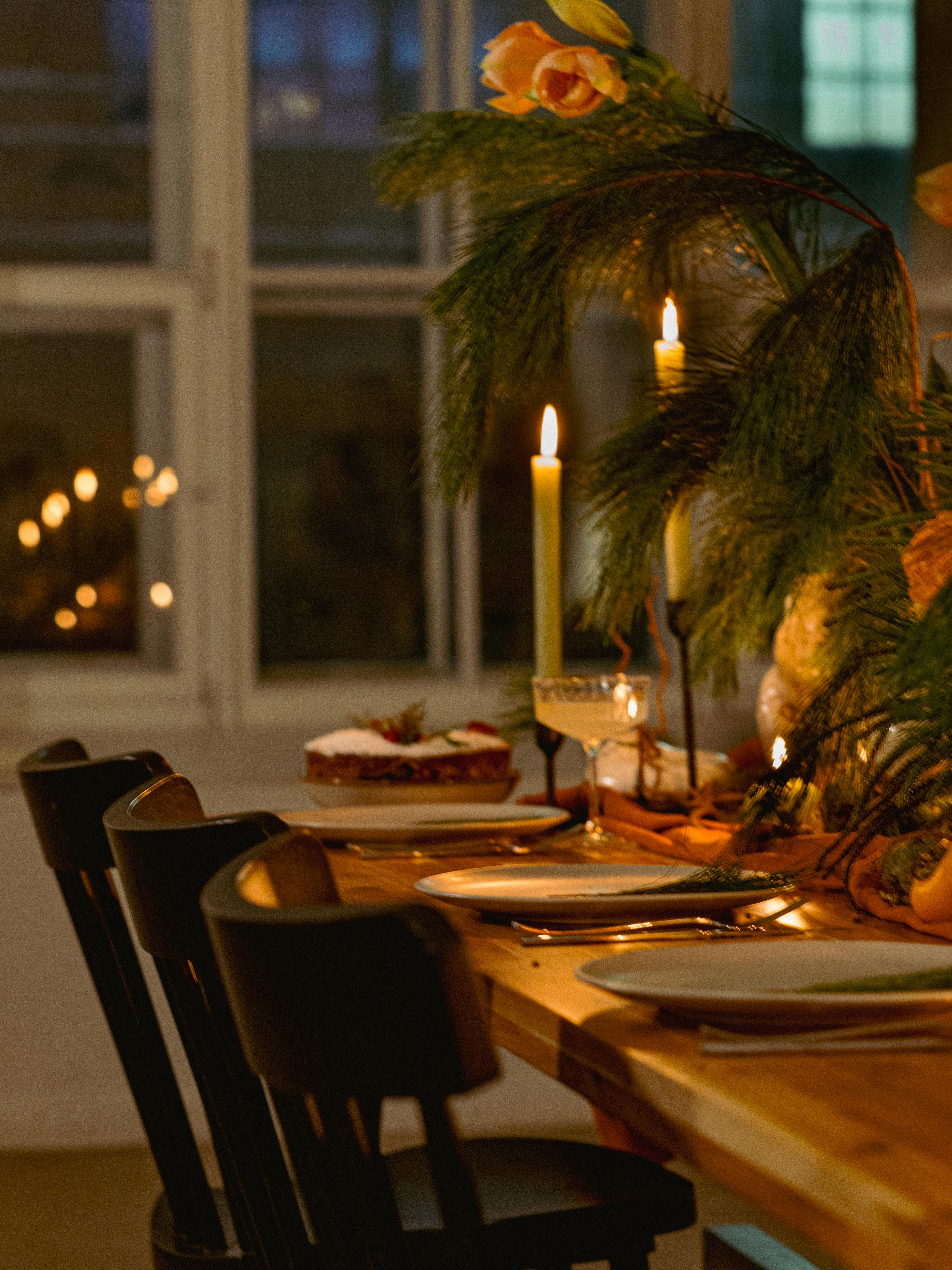 Decorative Table Setting with Candlelight at Evening · Free Stock Photo