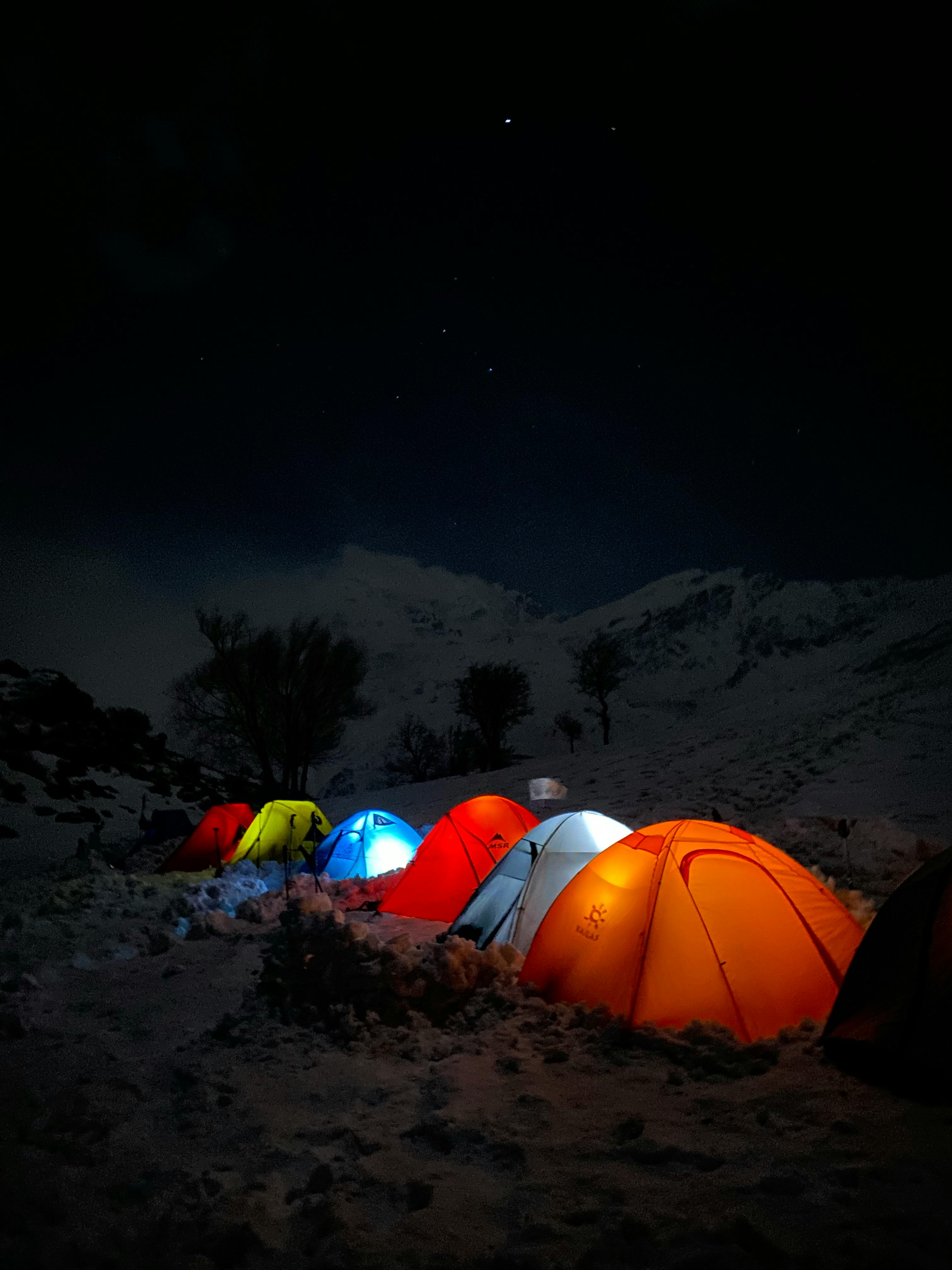 Tents on the Field at Night · Free Stock Photo
