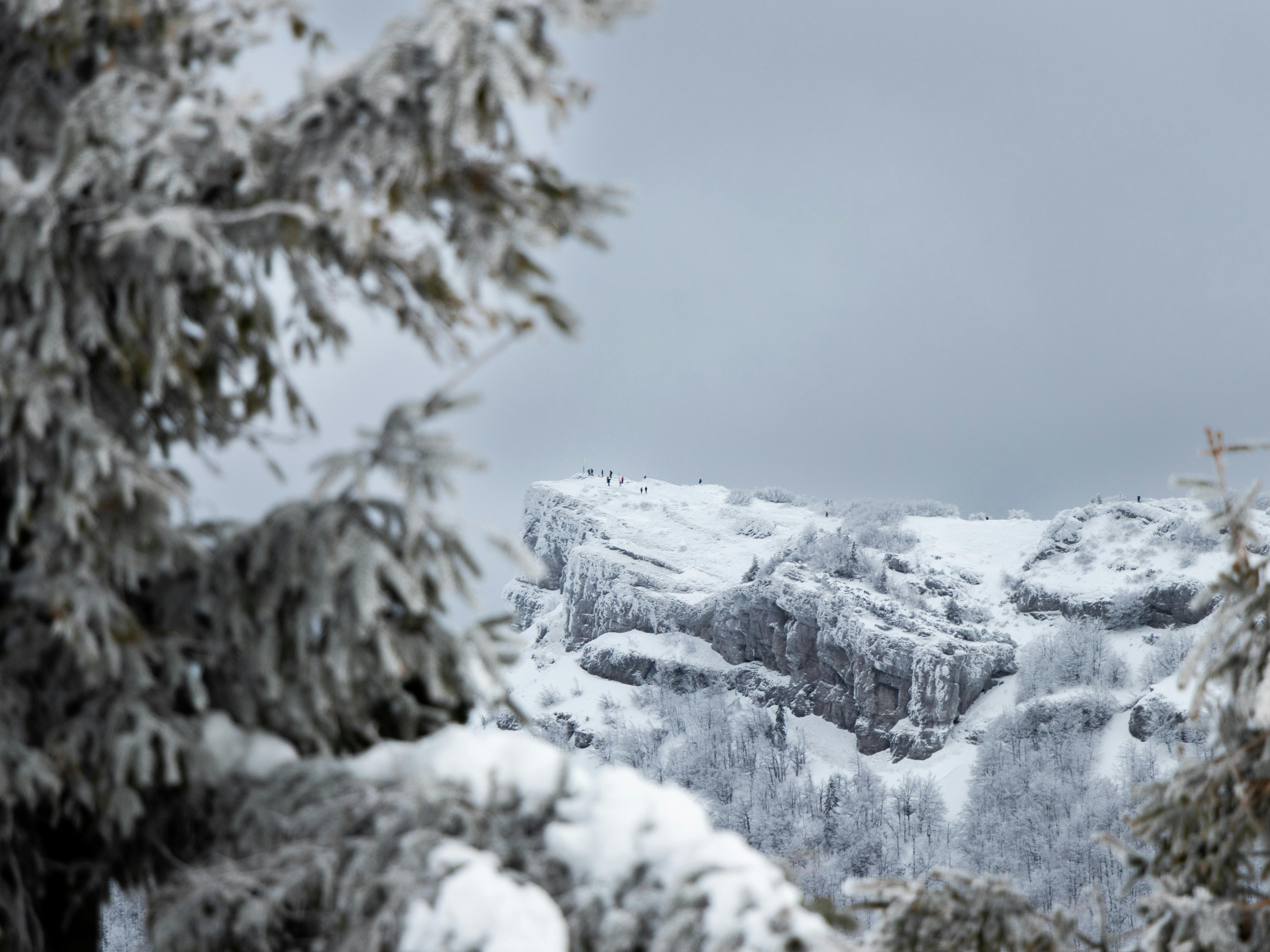 People on a Snow Covered Cliff · Free Stock Photo