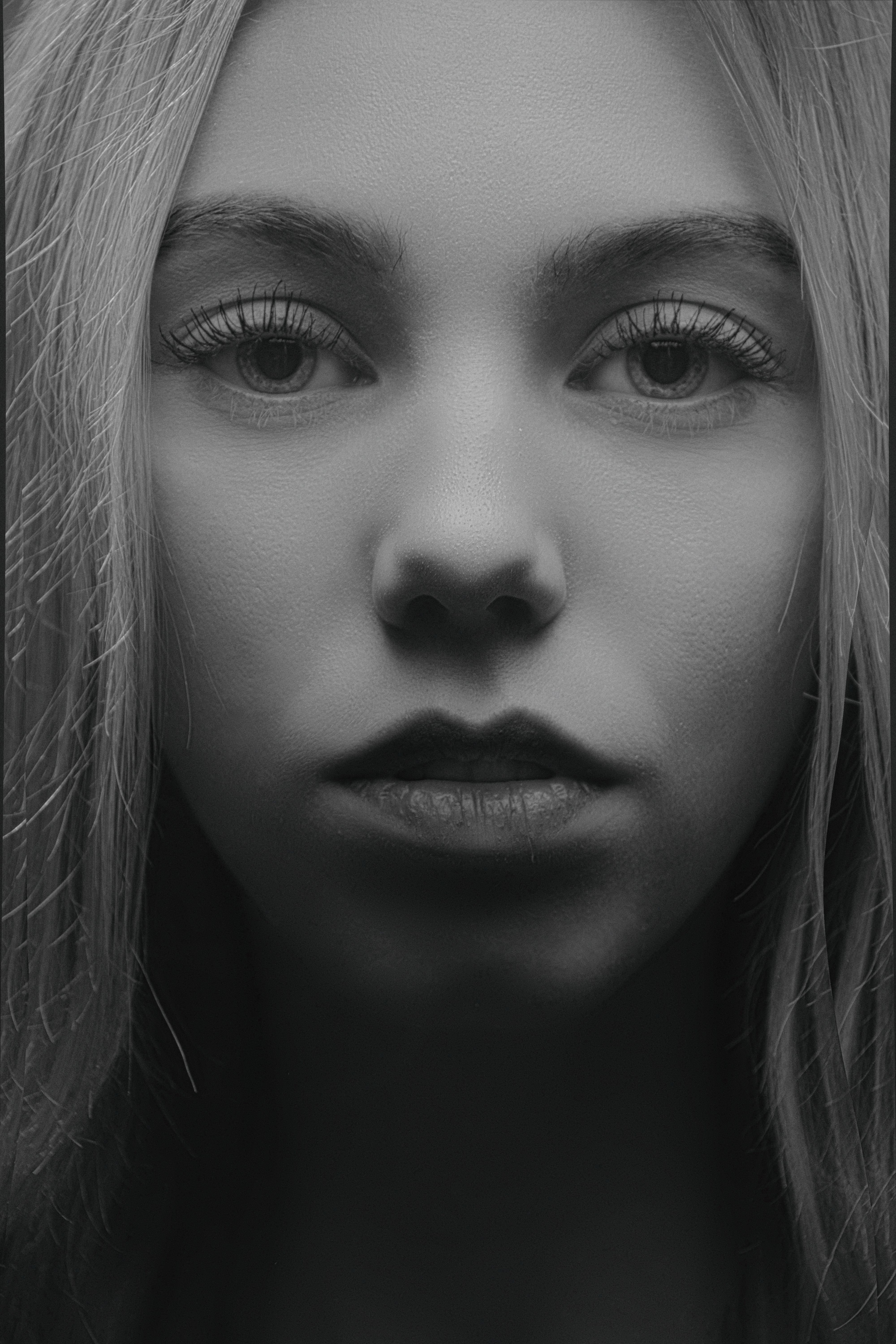 Grayscale Photo of Woman's Face · Free Stock Photo