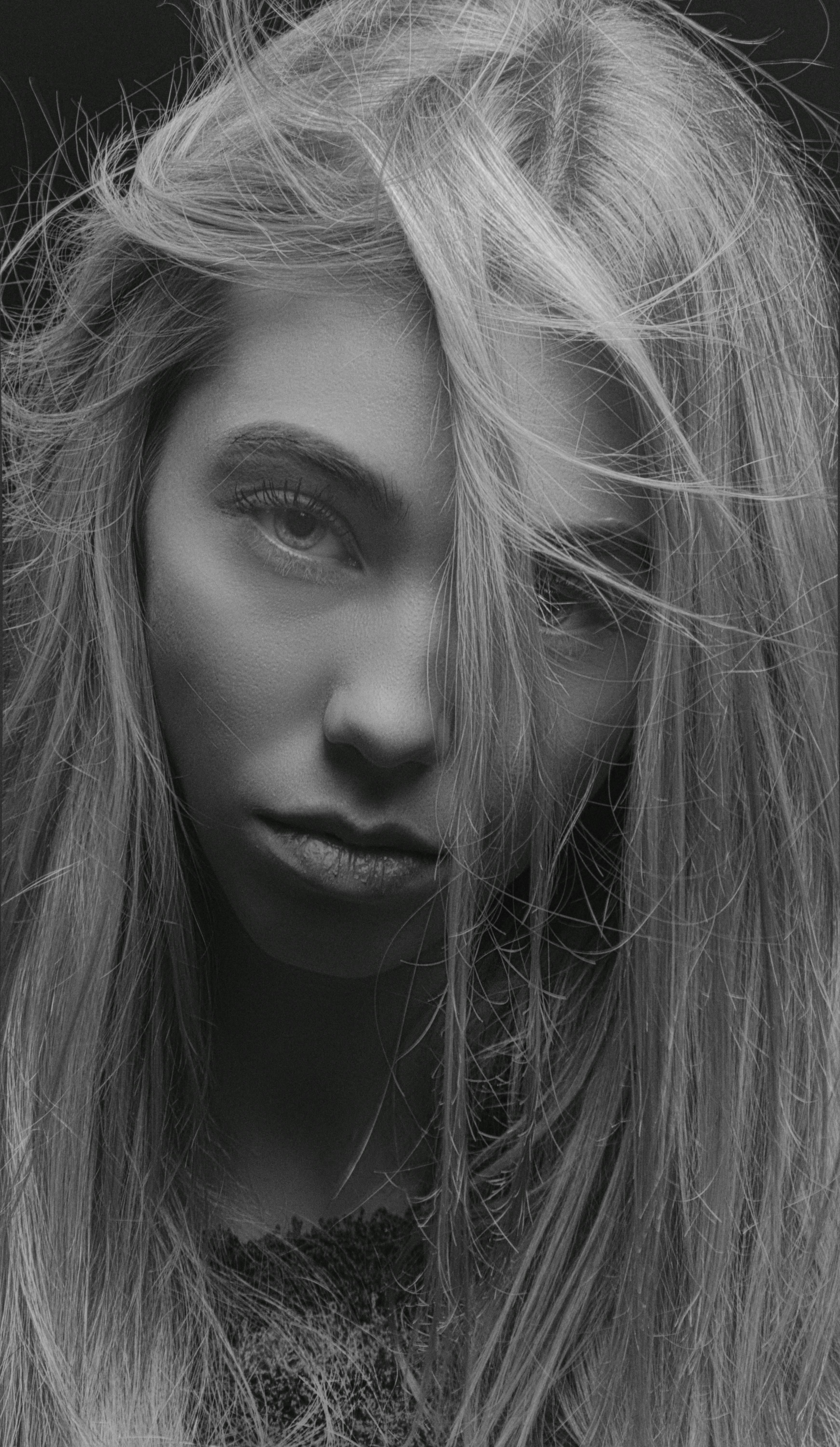 Close Up Photo of a Woman in Black and White Photography · Free Stock Photo