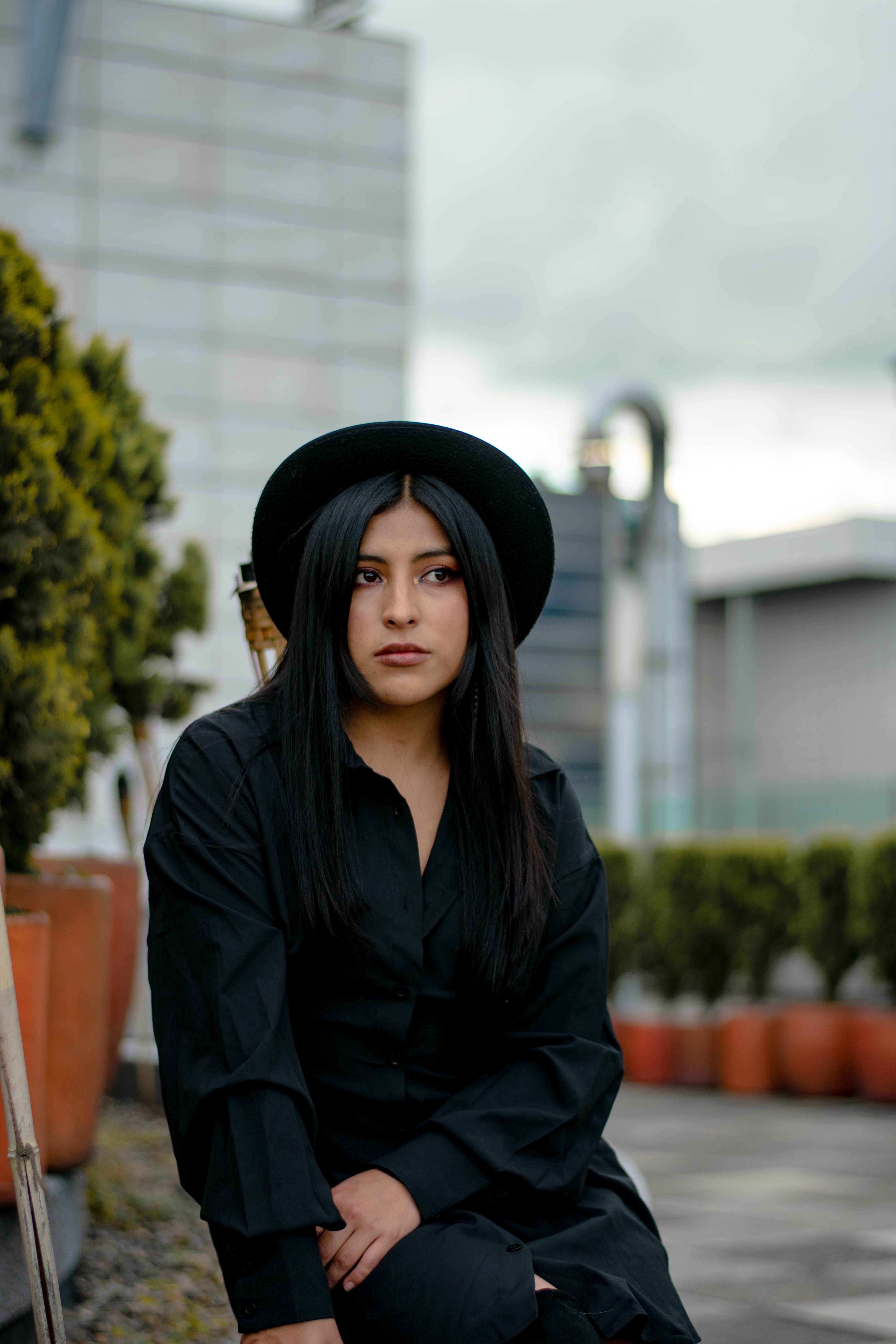 Brunette Woman in Hat · Free Stock Photo