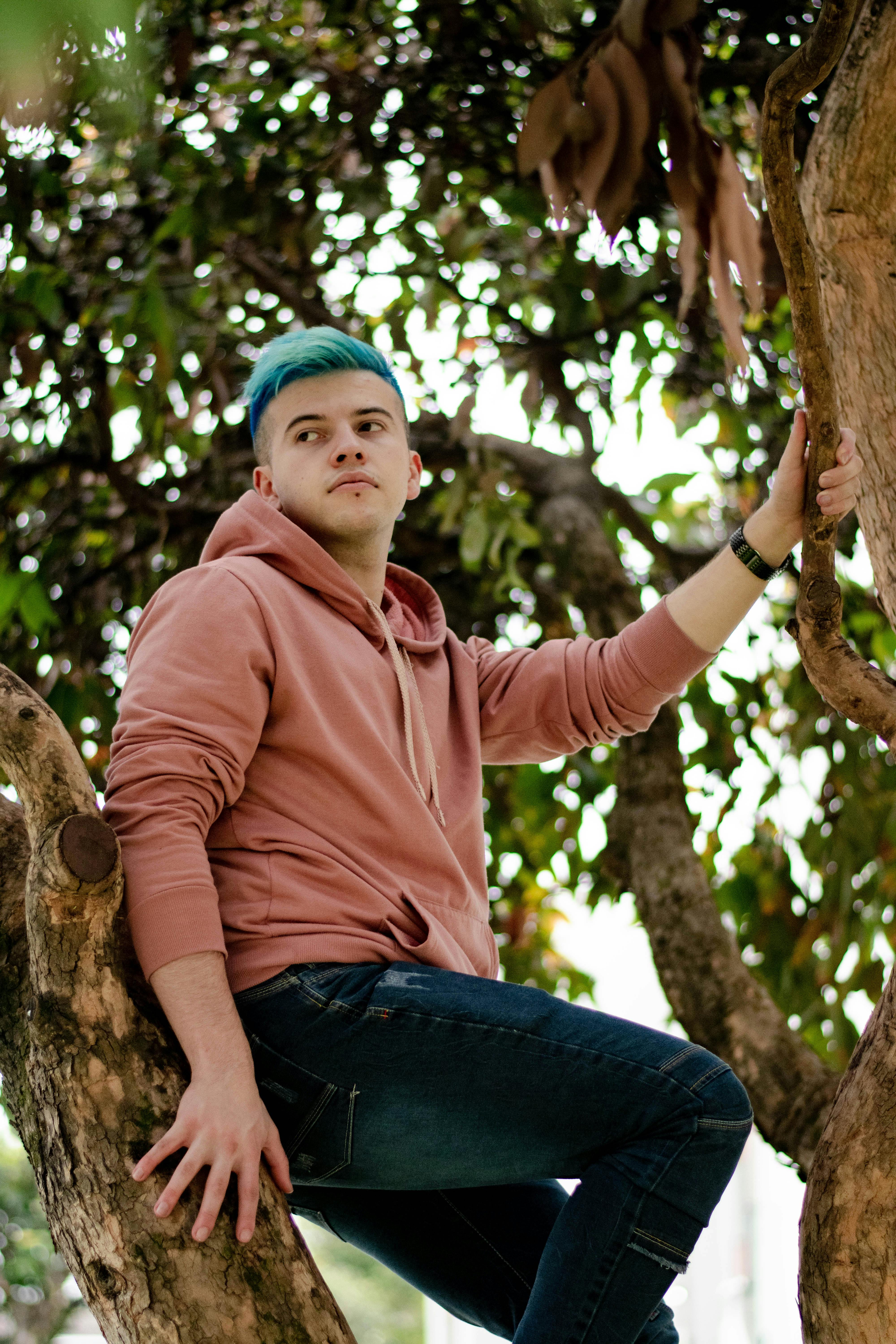 Man Sitting on the Tree Branch · Free Stock Photo
