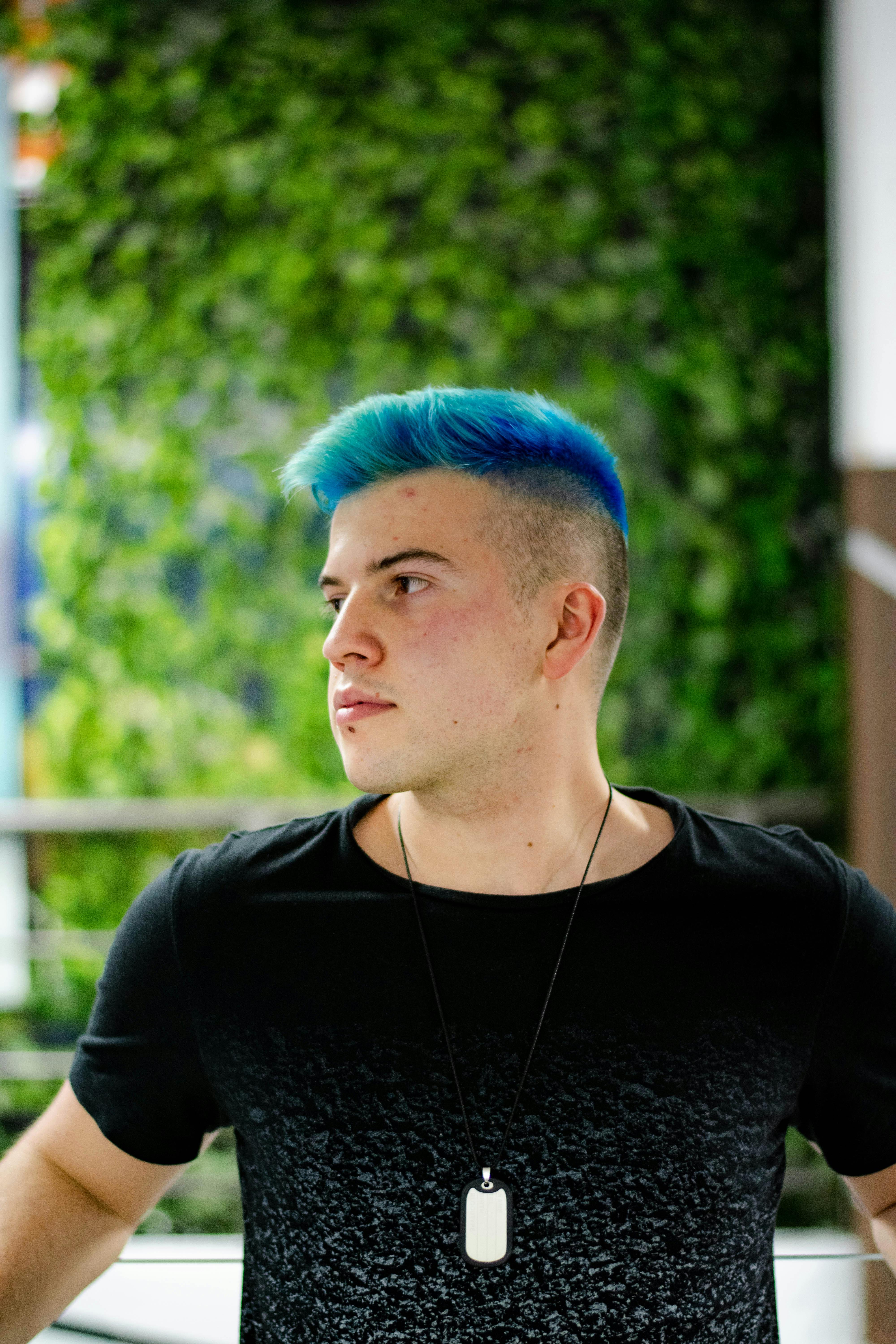 Portrait of Man with Blue Hair · Free Stock Photo