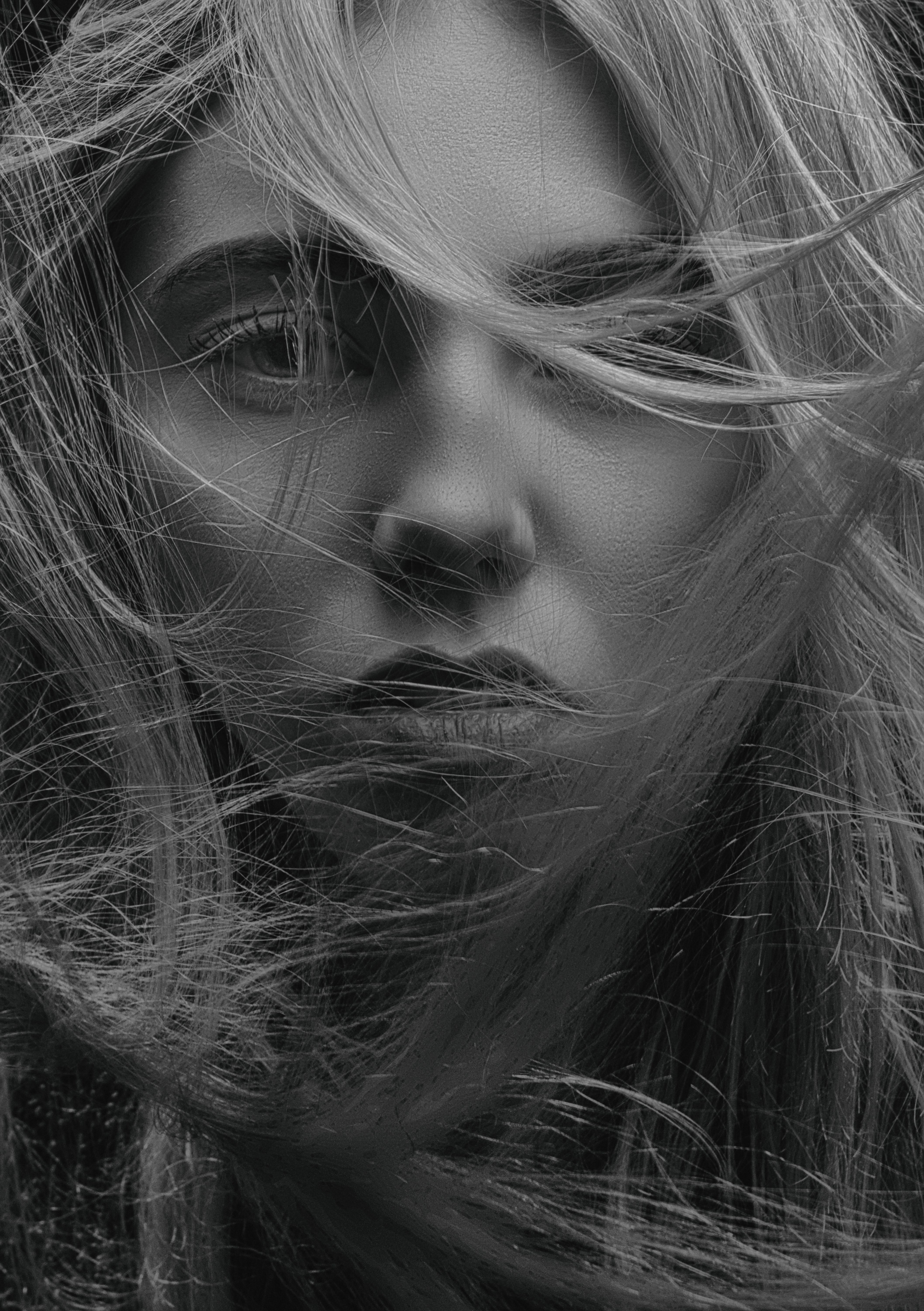 Grayscale Photo of Woman's Face · Free Stock Photo
