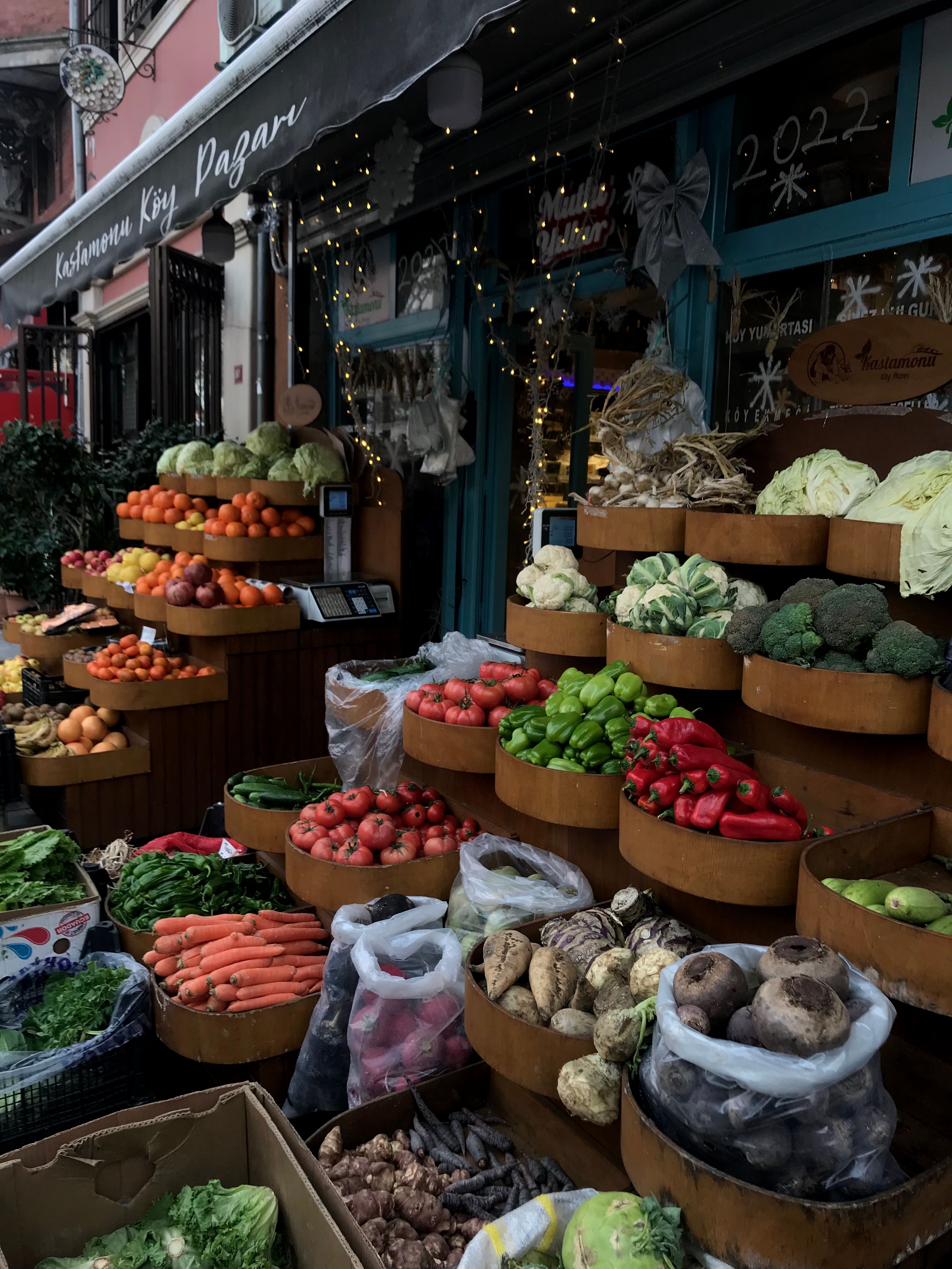 Fresh Fruit and Vegetables Displayed in Front of the Store · Free Stock ...