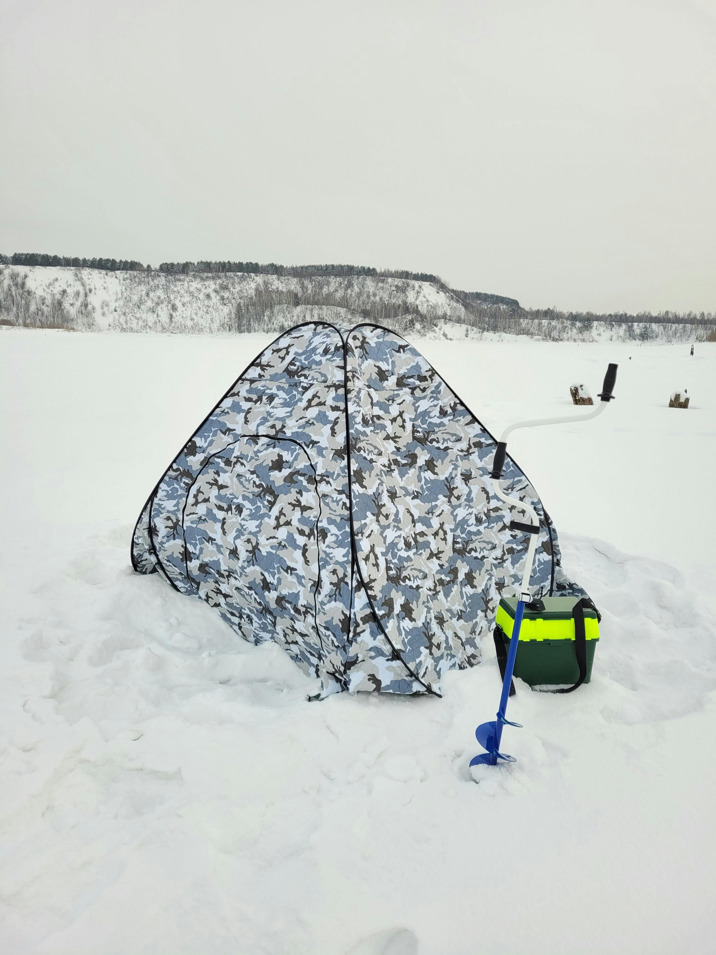 Black and White Tent on Snow Covered Ground · Free Stock Photo