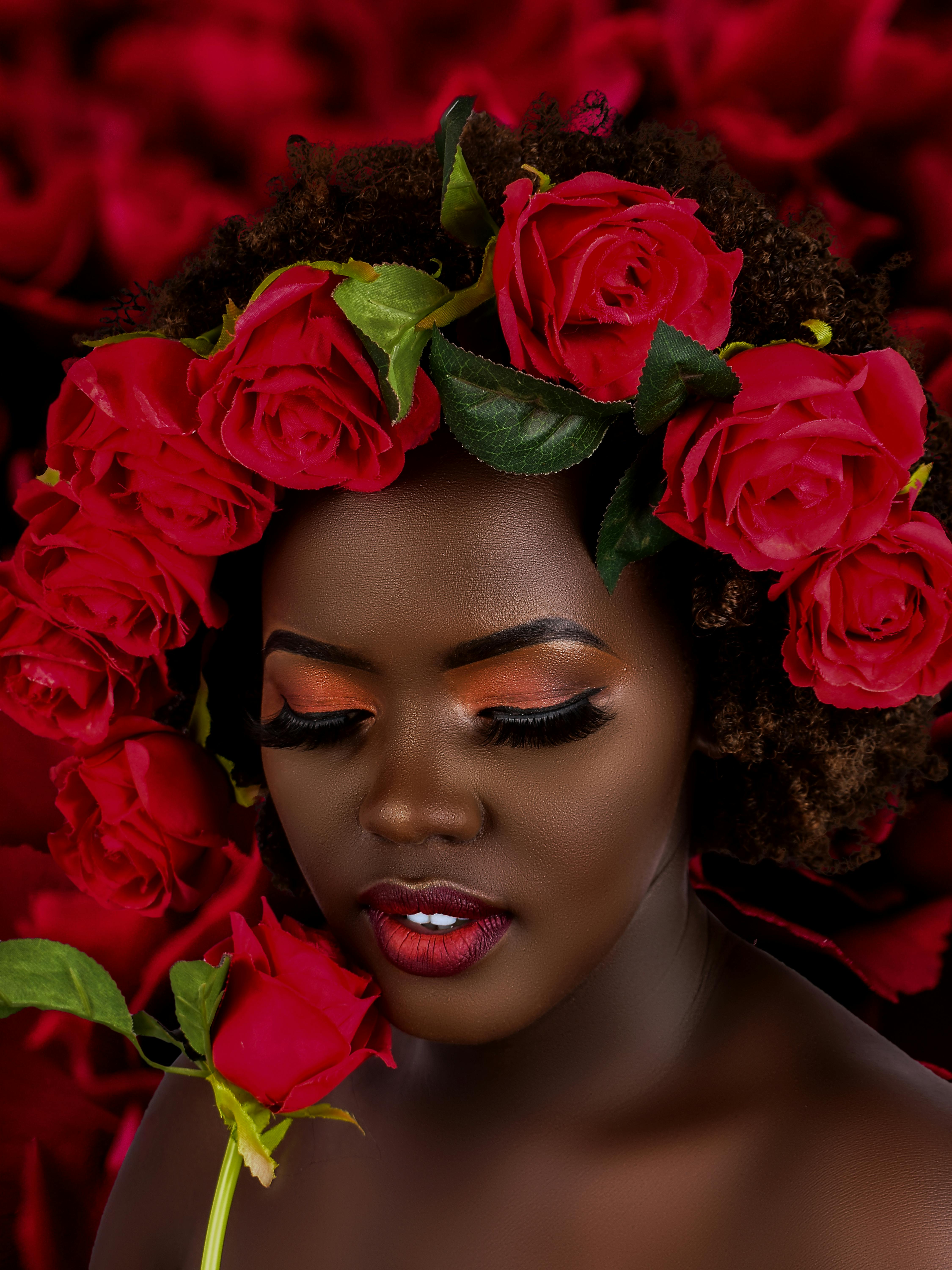 Woman Covered in Red Roses · Free Stock Photo