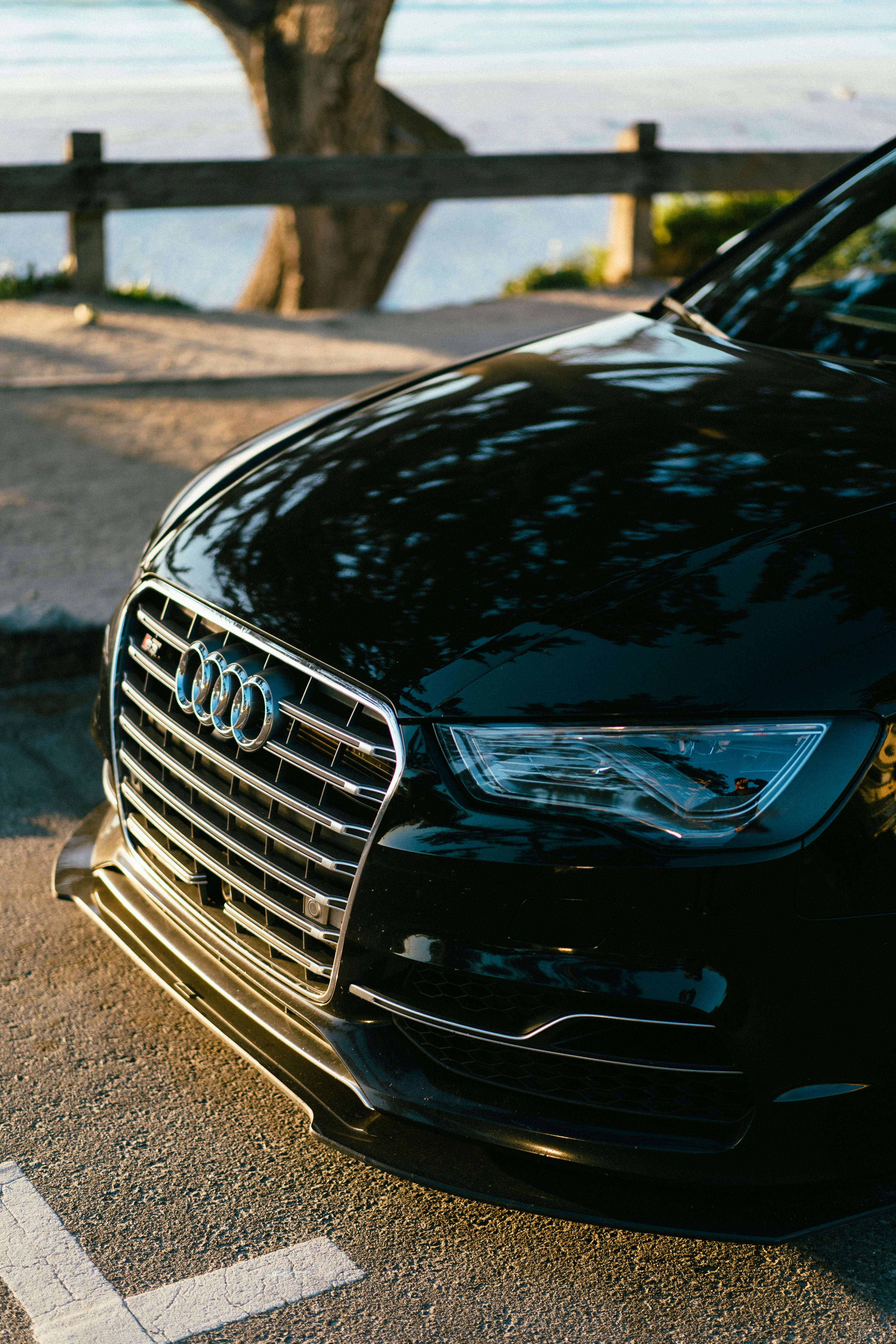 Hood of a Black Audi · Free Stock Photo