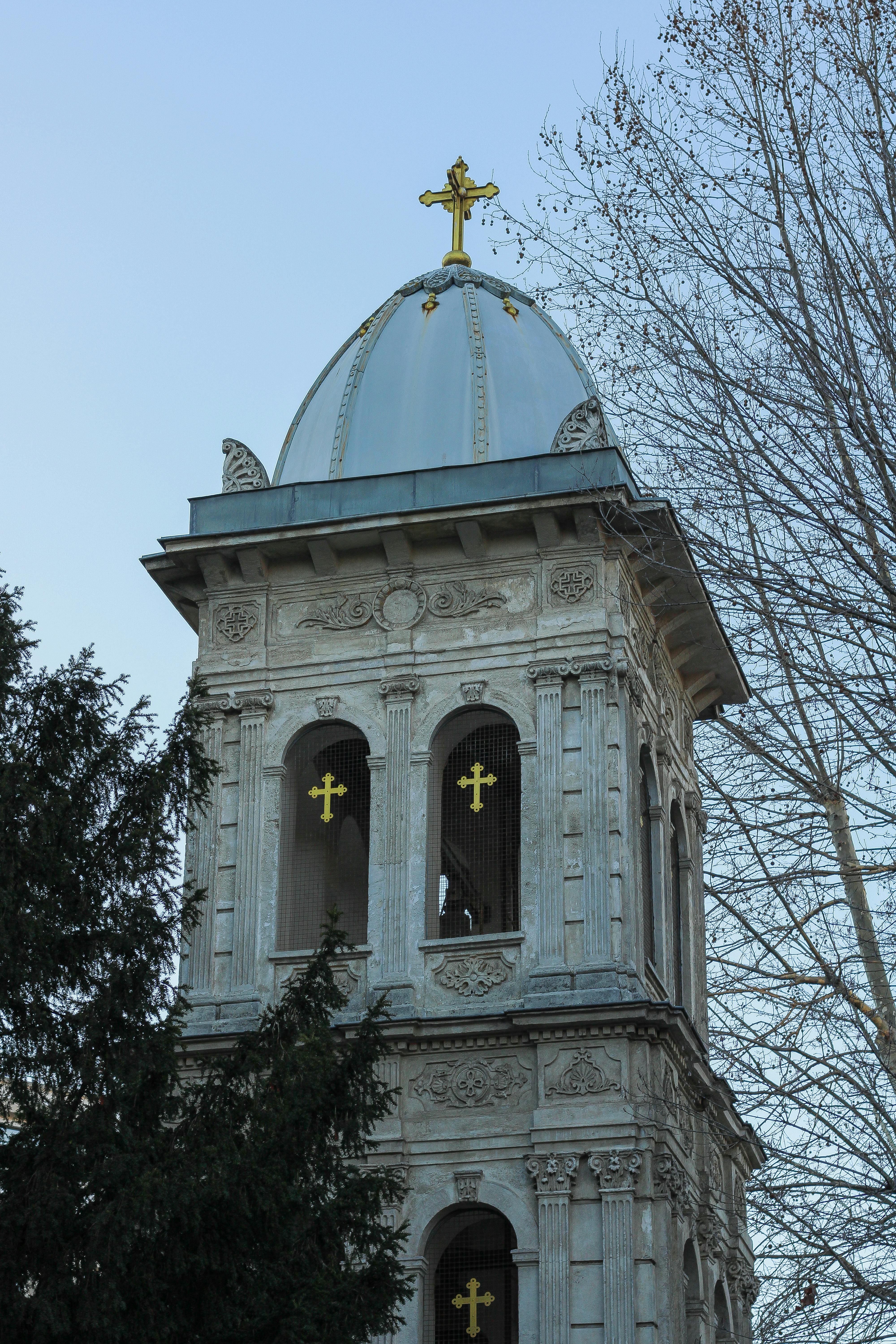 Church Tower with Crucifix on Dome Roof · Free Stock Photo