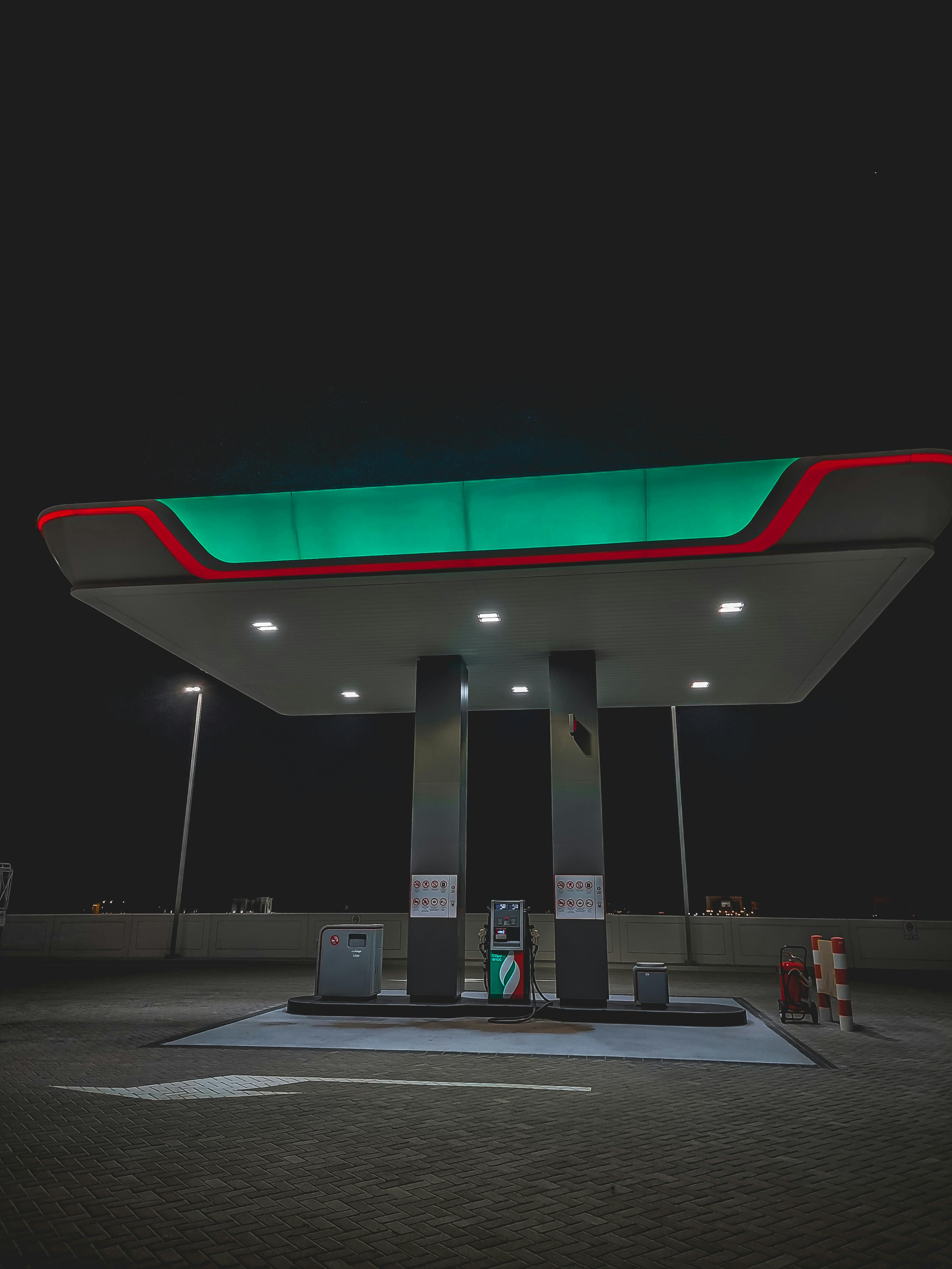 Shell Gasoline Station During Night Time · Free Stock Photo