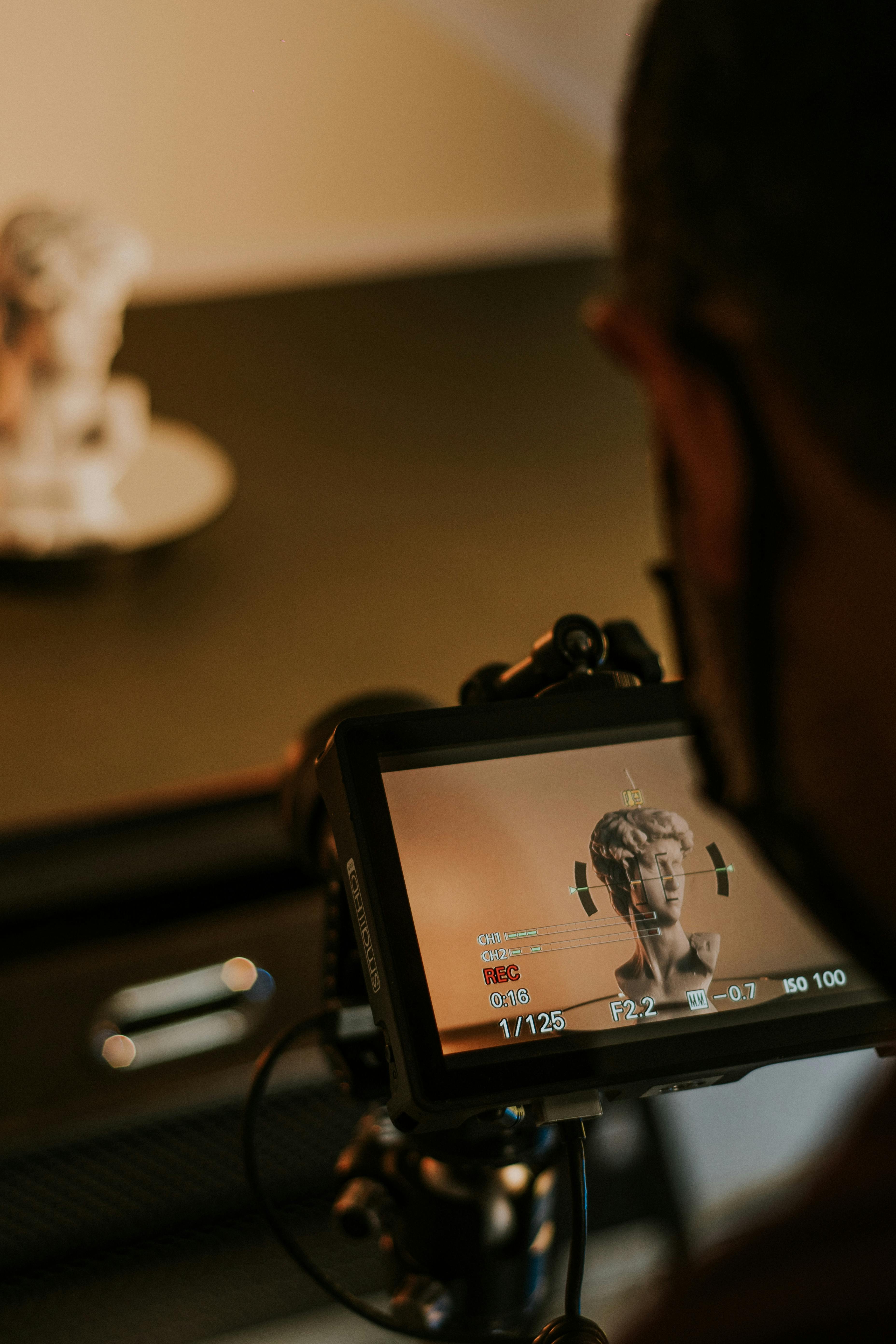 Image of a Head Bust on Video Camera Screen · Free Stock Photo