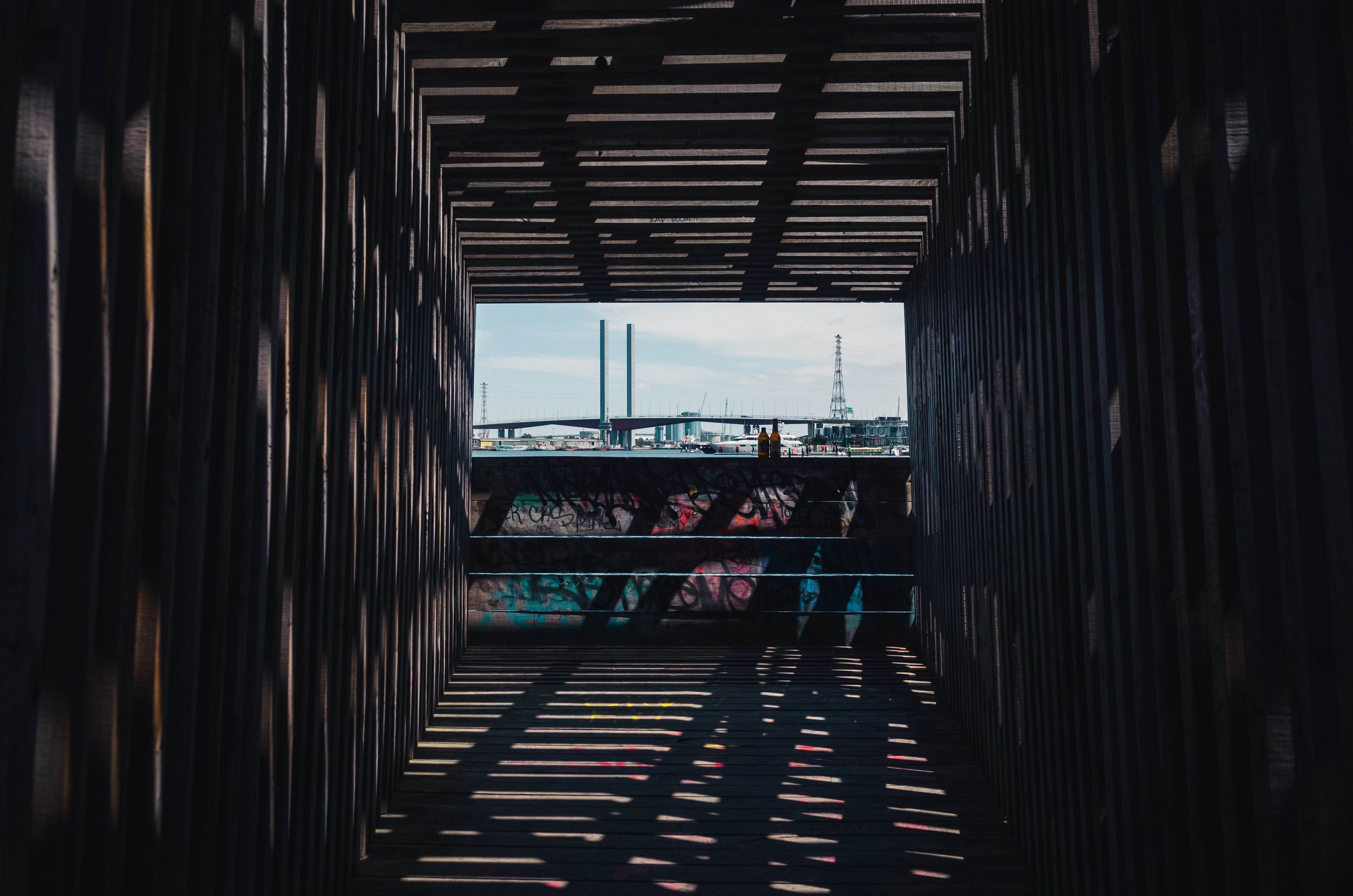 Shadows in a Walkway on a Pier · Free Stock Photo