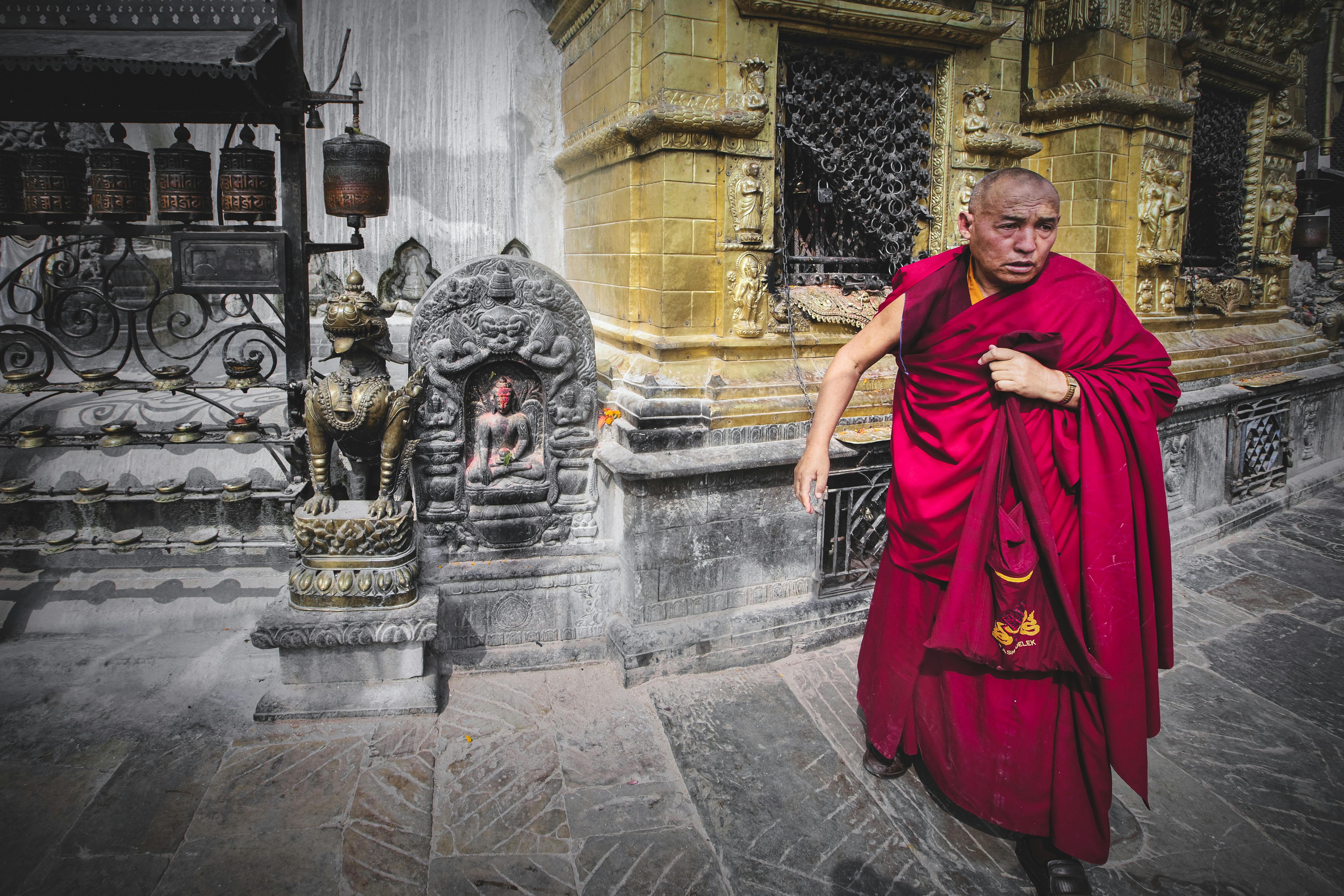 Monk in Front of a Monastery · Free Stock Photo