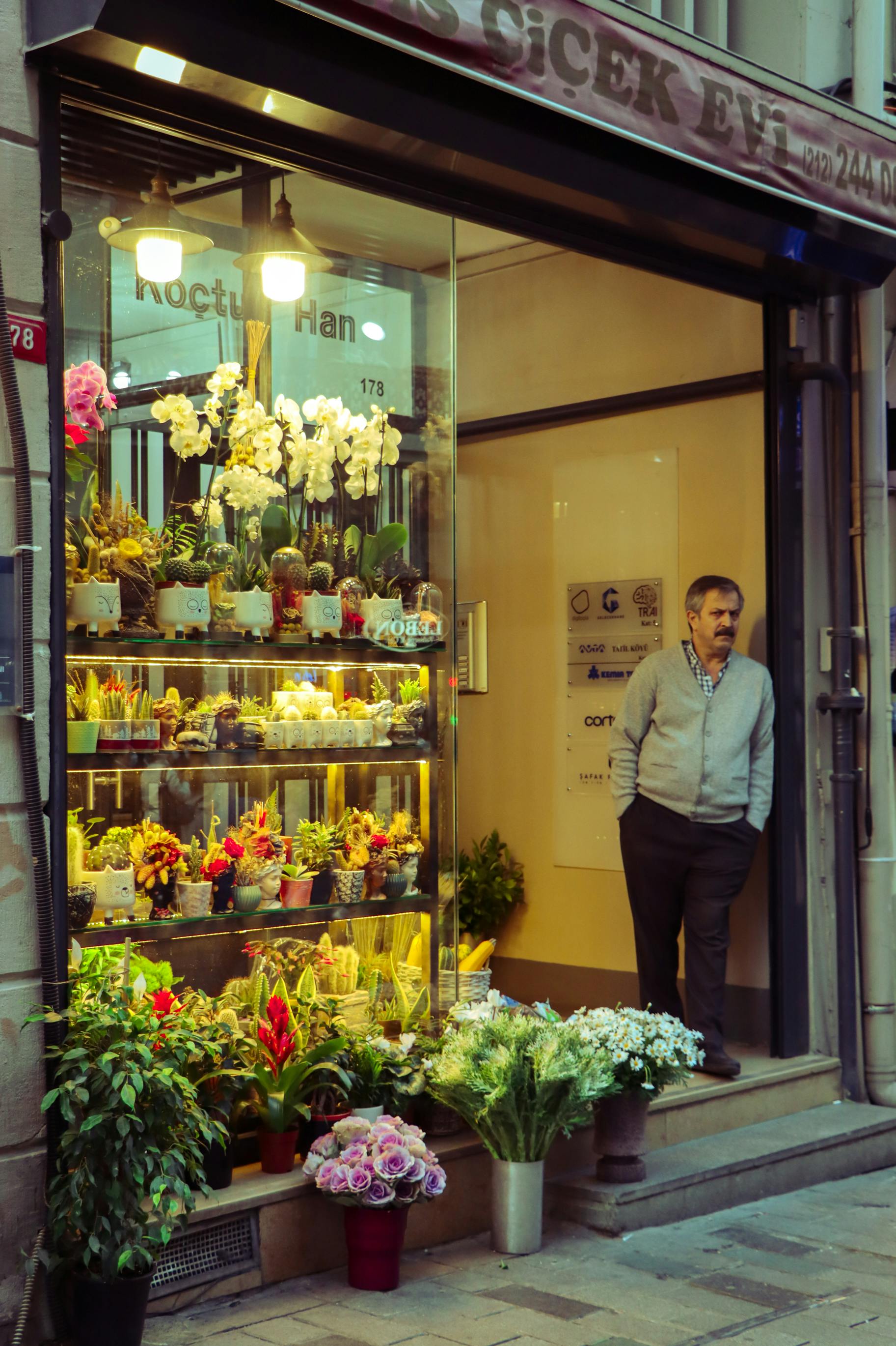 A Man Standing on the Front of a Flower Shop · Free Stock Photo