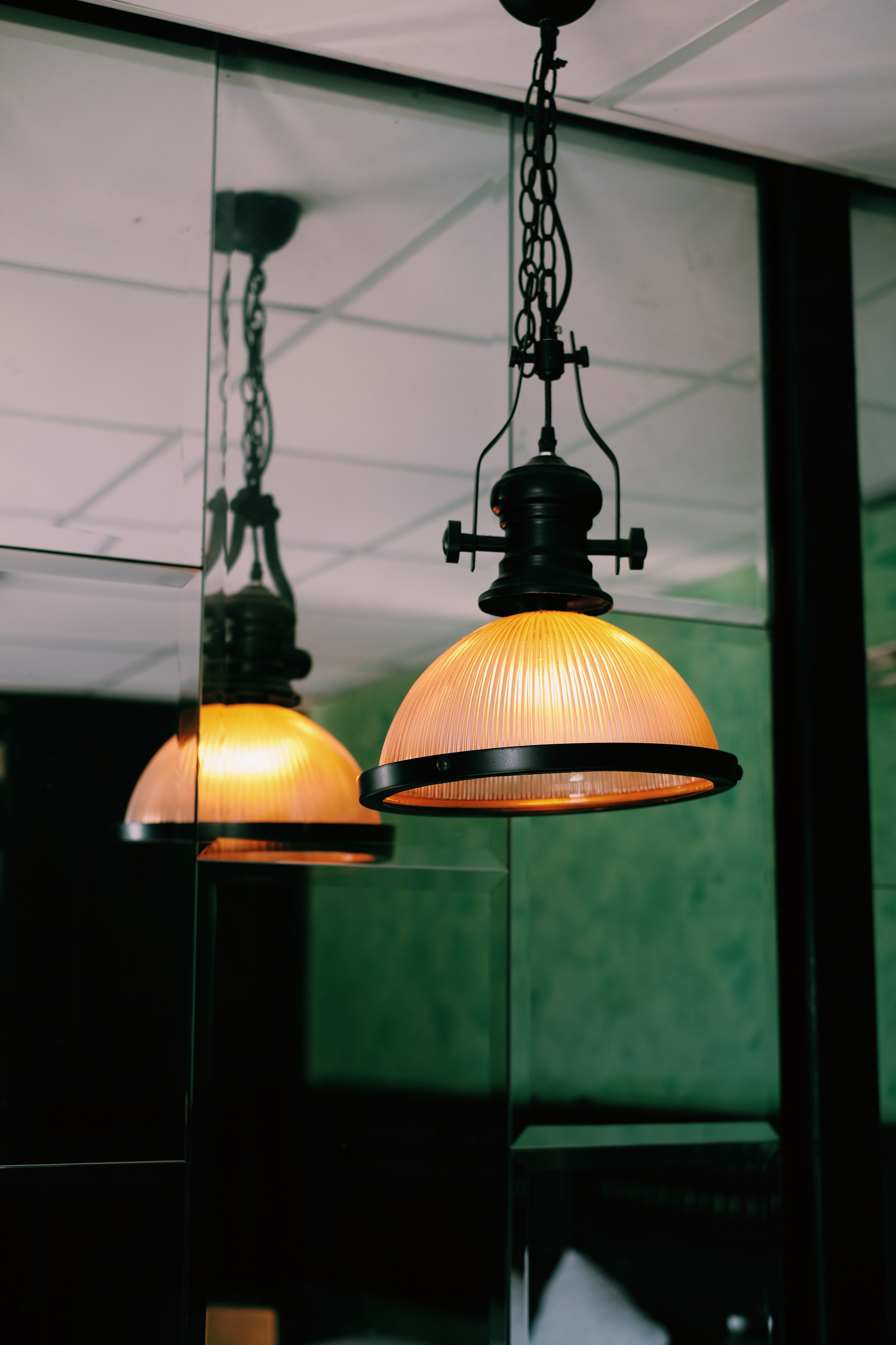 Modern Lamp on a Ceiling Reflecting in Mirror · Free Stock Photo