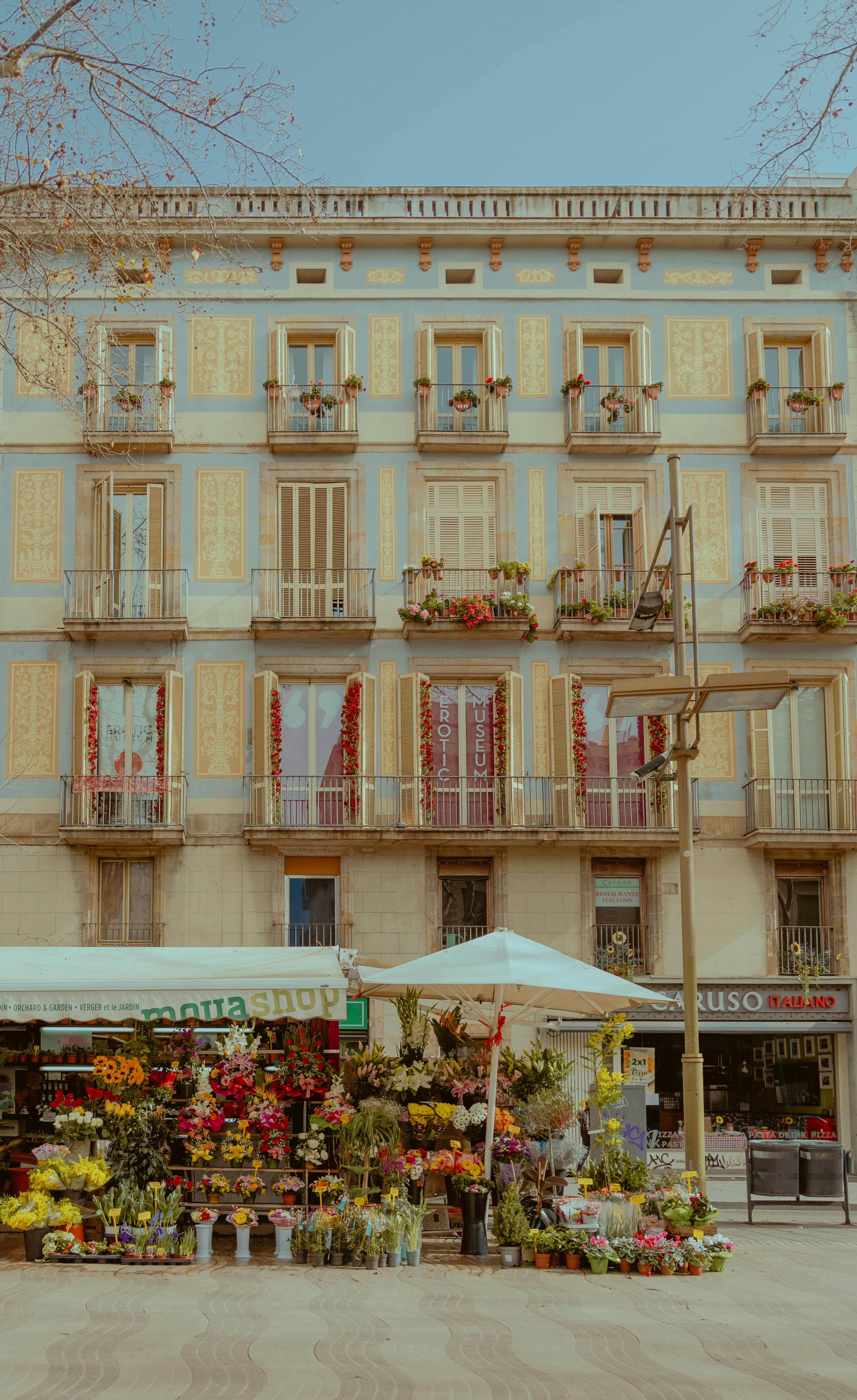 Residential Building and Flower Stalls on the Market Square · Free ...