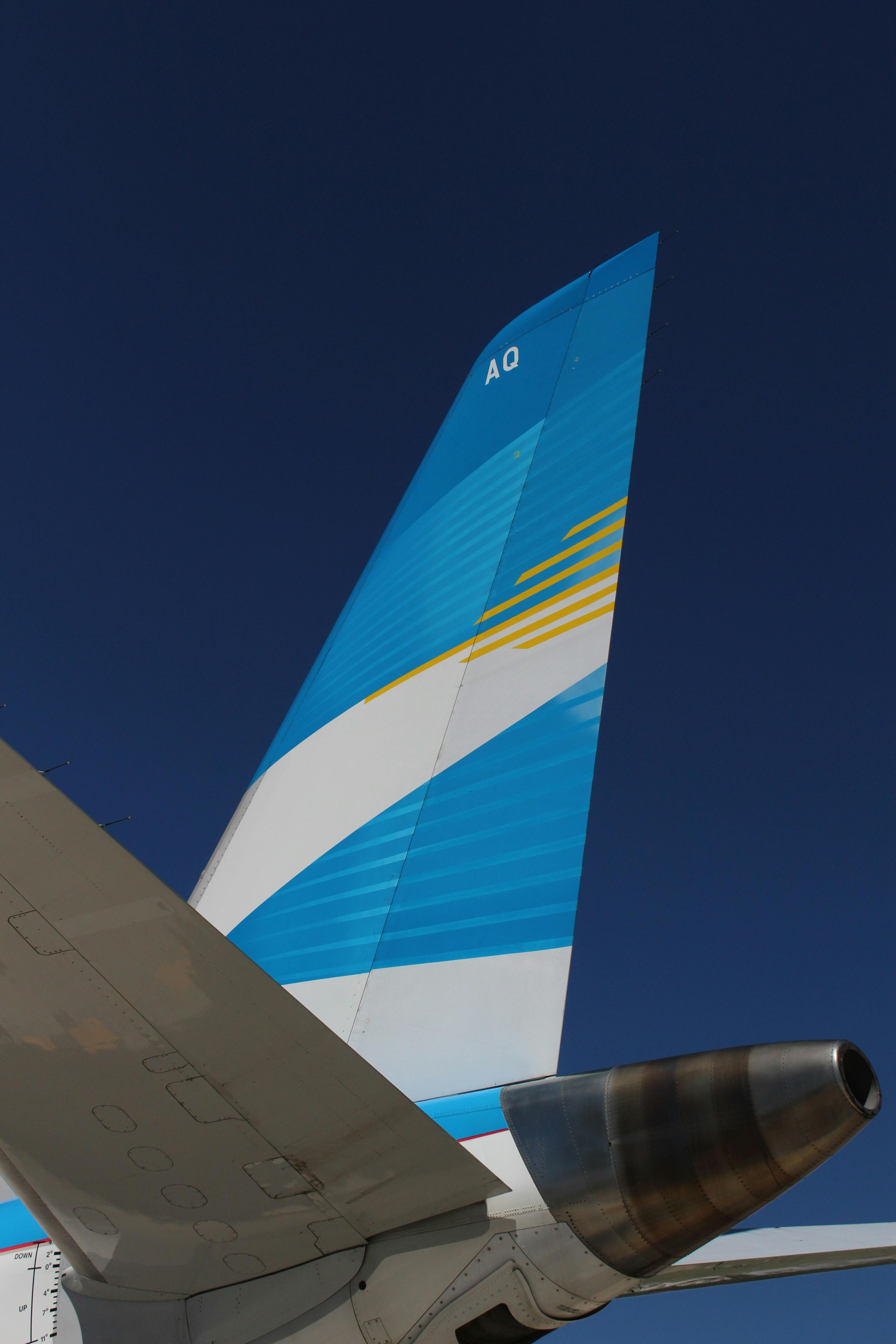 Blue Empennage of an Airplane · Free Stock Photo