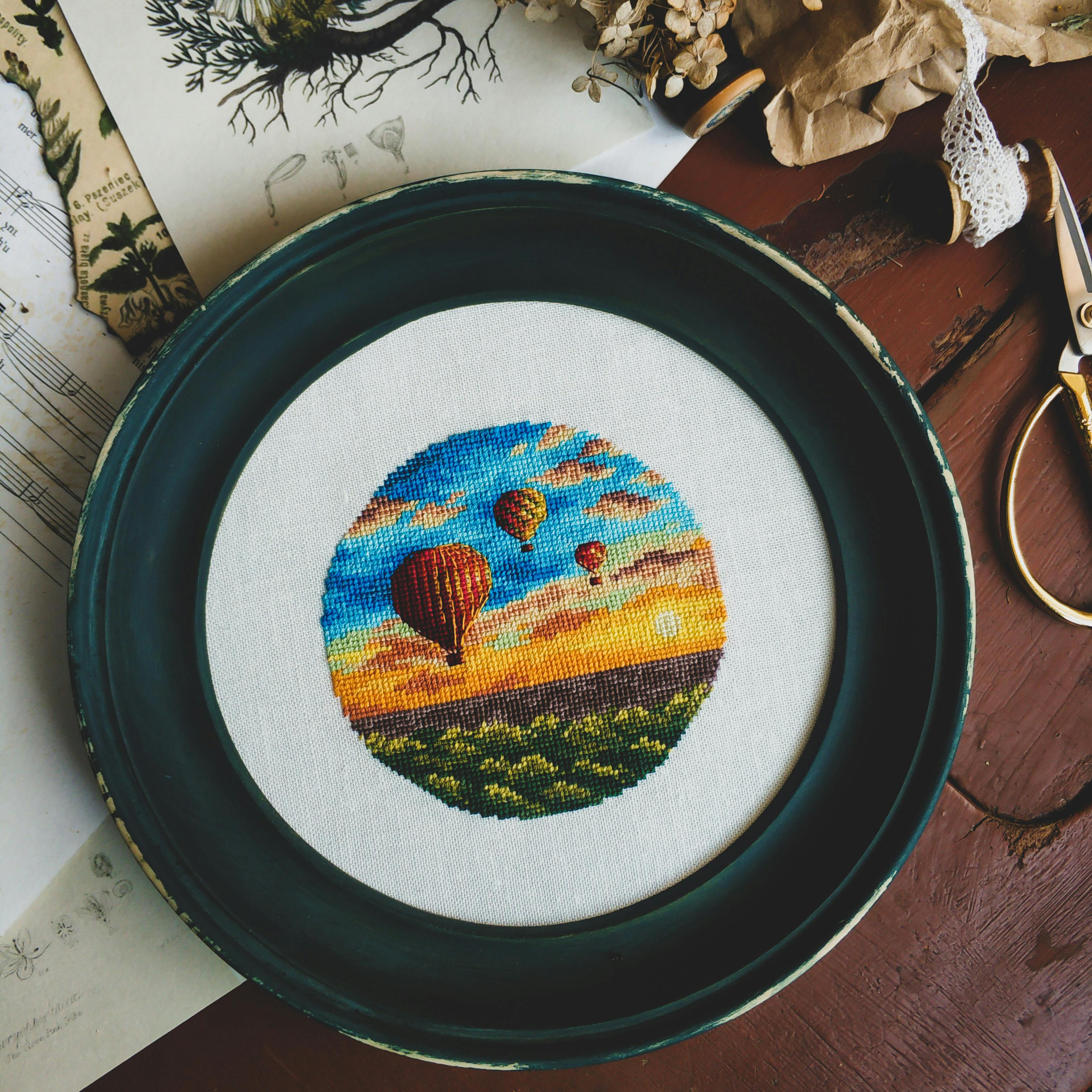 Purple and Yellow Cross Stitch Art · Free Stock Photo