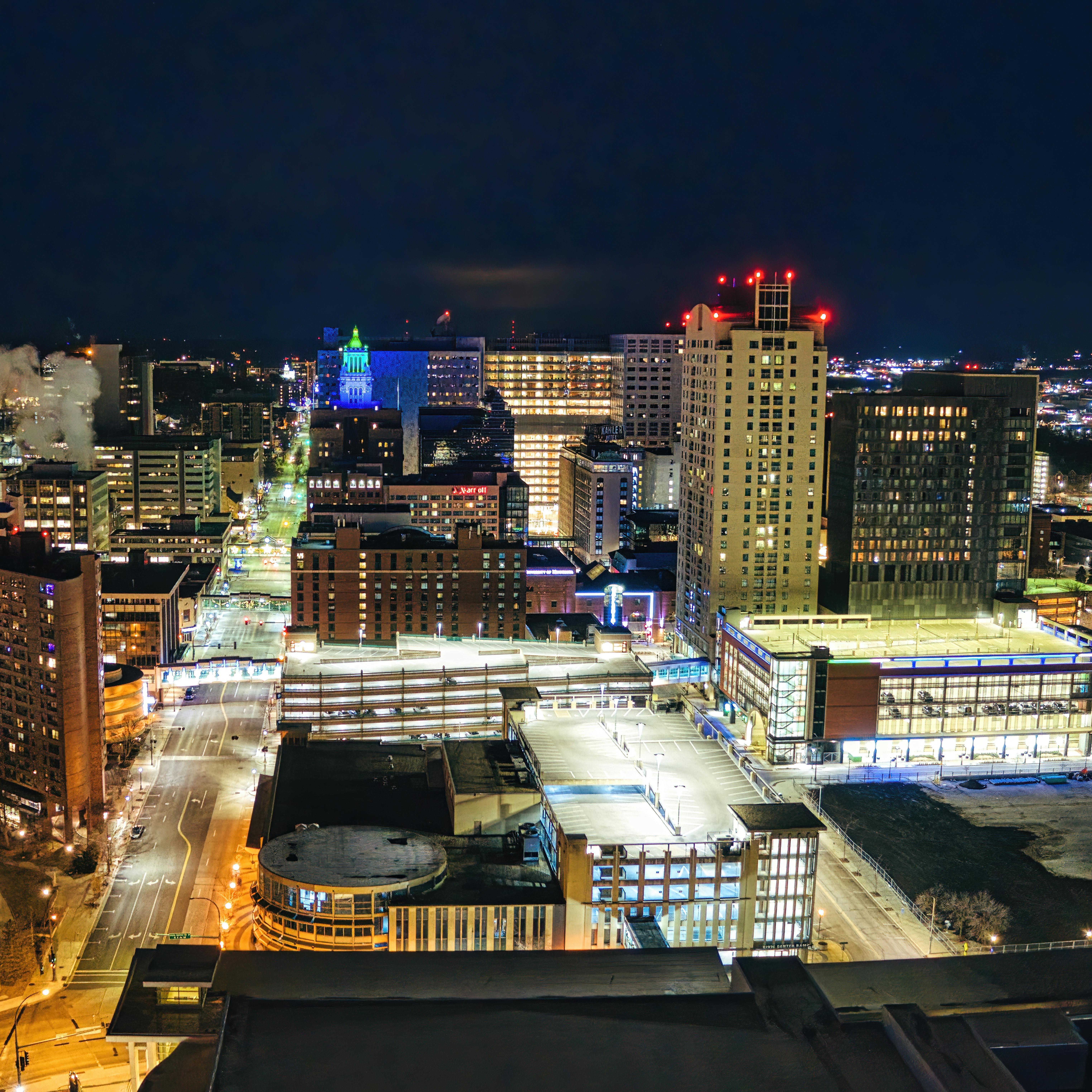 High Rise Buildings during Night Time · Free Stock Photo