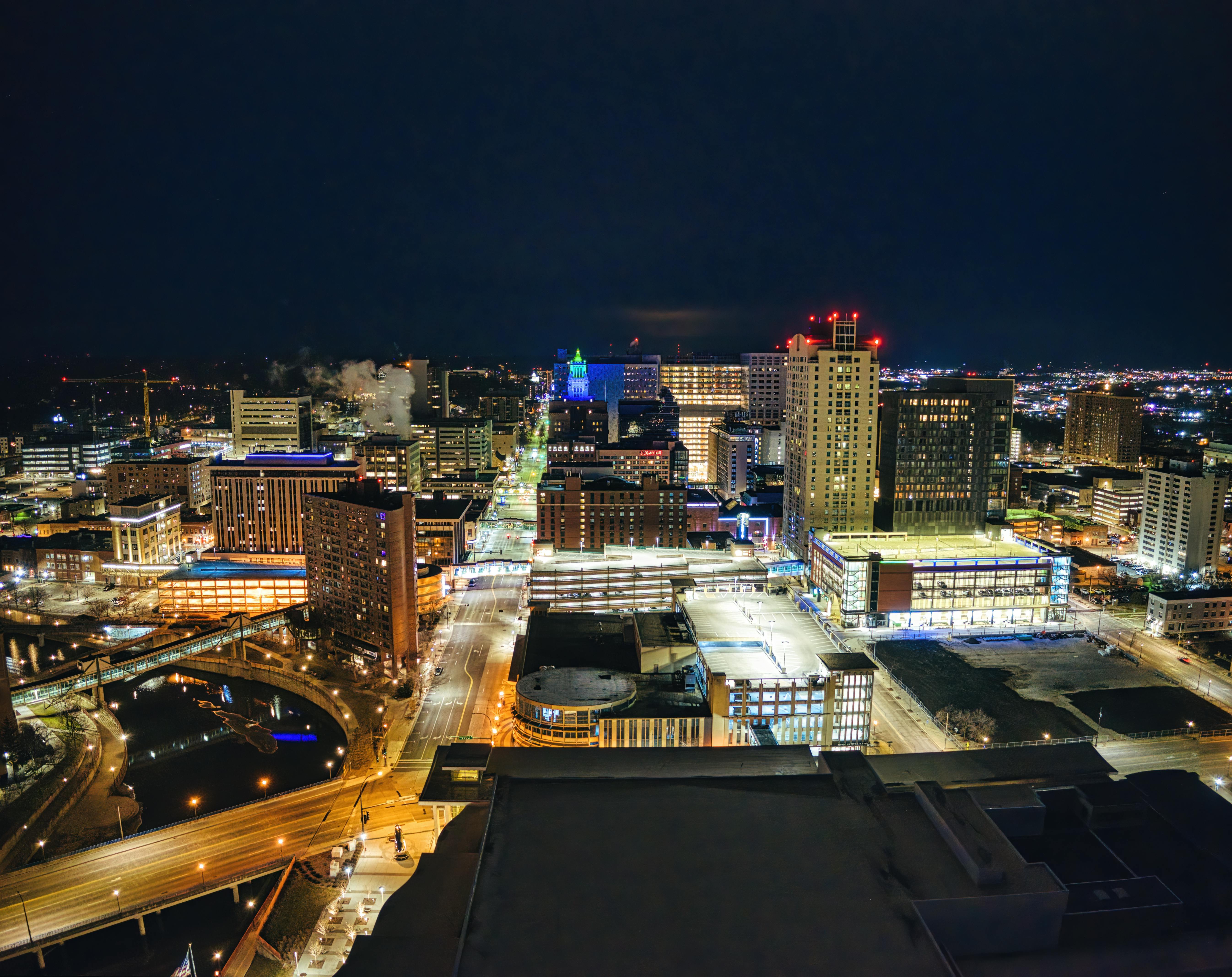 High-rise Buildings during Nighttime · Free Stock Photo