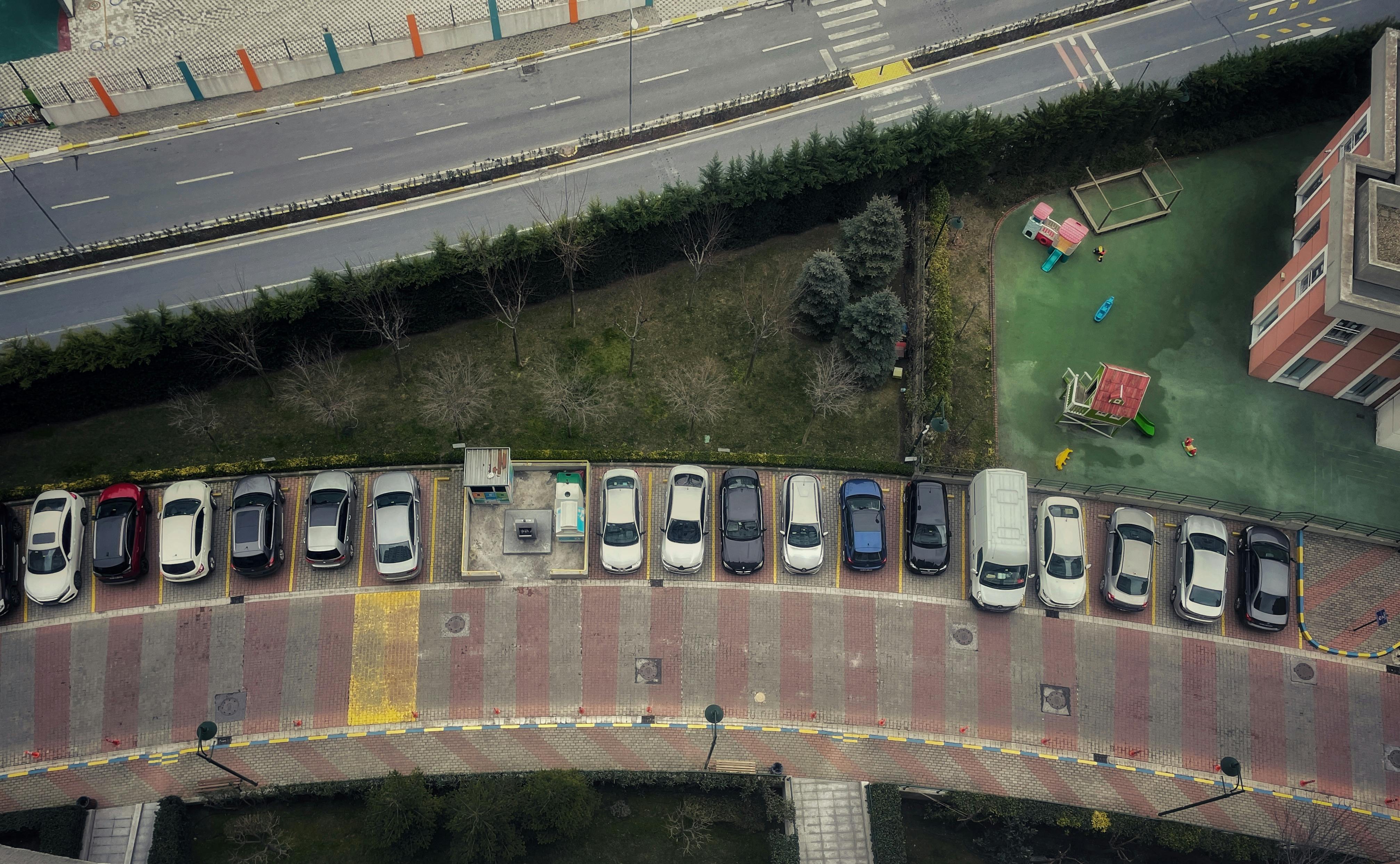 Parking Lot of a Car Dealership from Birds Eye View · Free Stock Photo