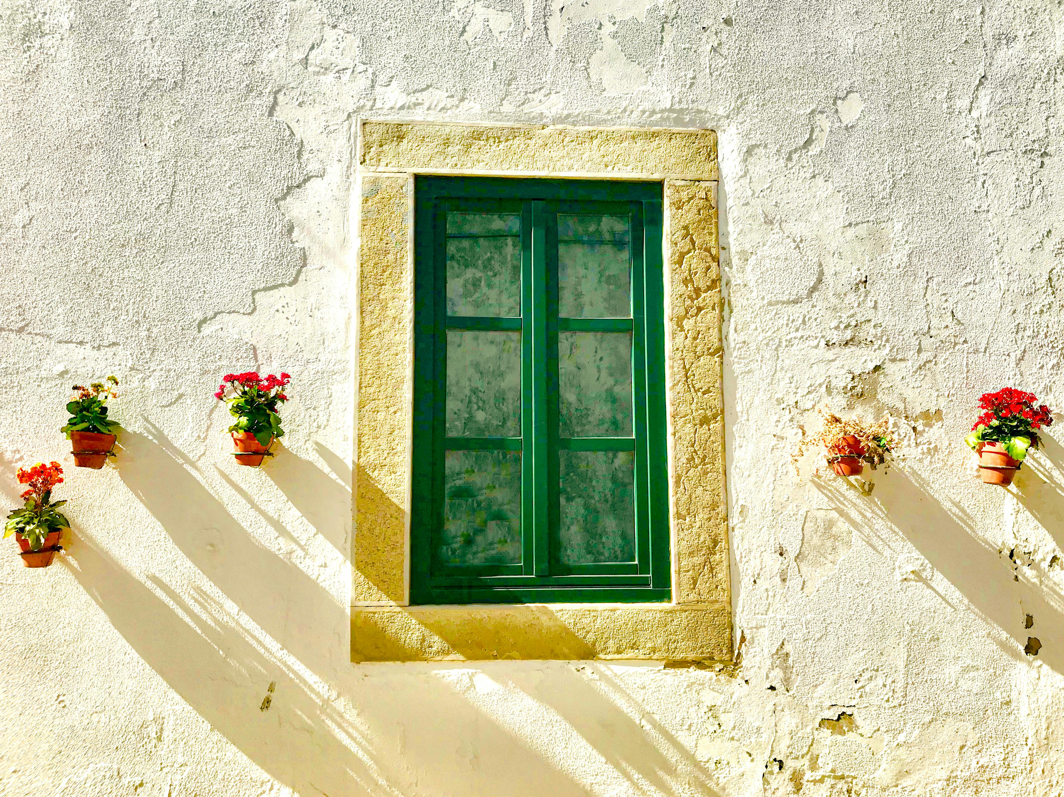 A Green Window on a Concrete Wall · Free Stock Photo