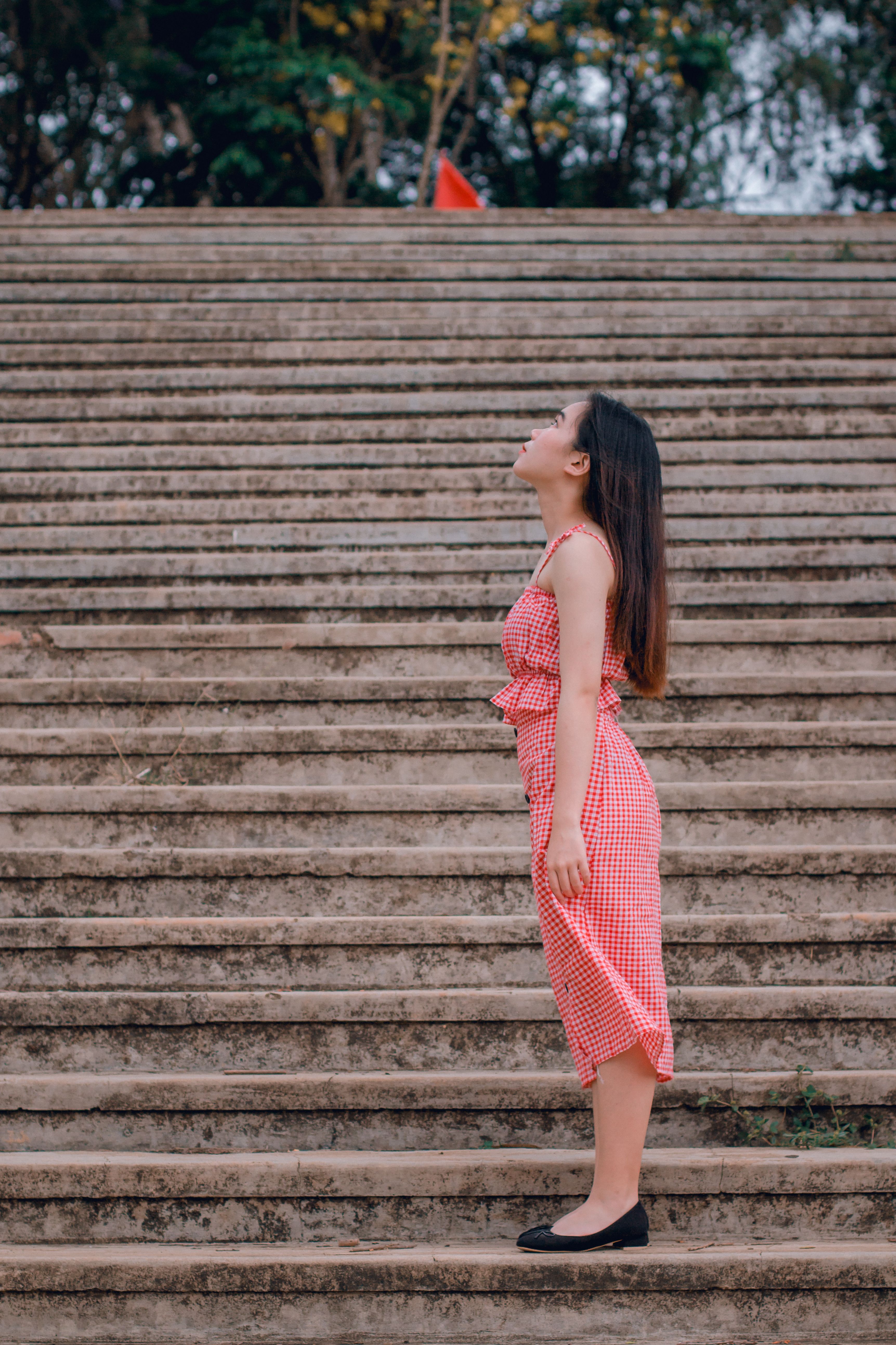 Woman and Man Standing on Stairs · Free Stock Photo